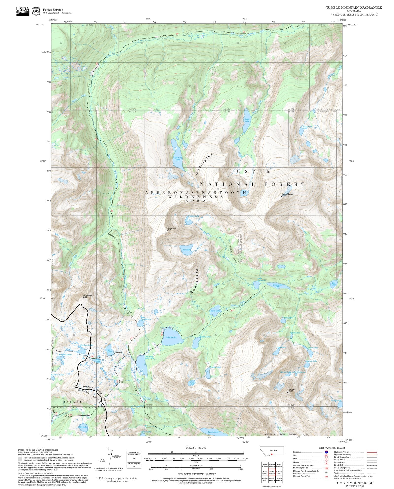 2025 Forest Service Topo Map of Tumble Mountain Montana – MyTopo Map Store