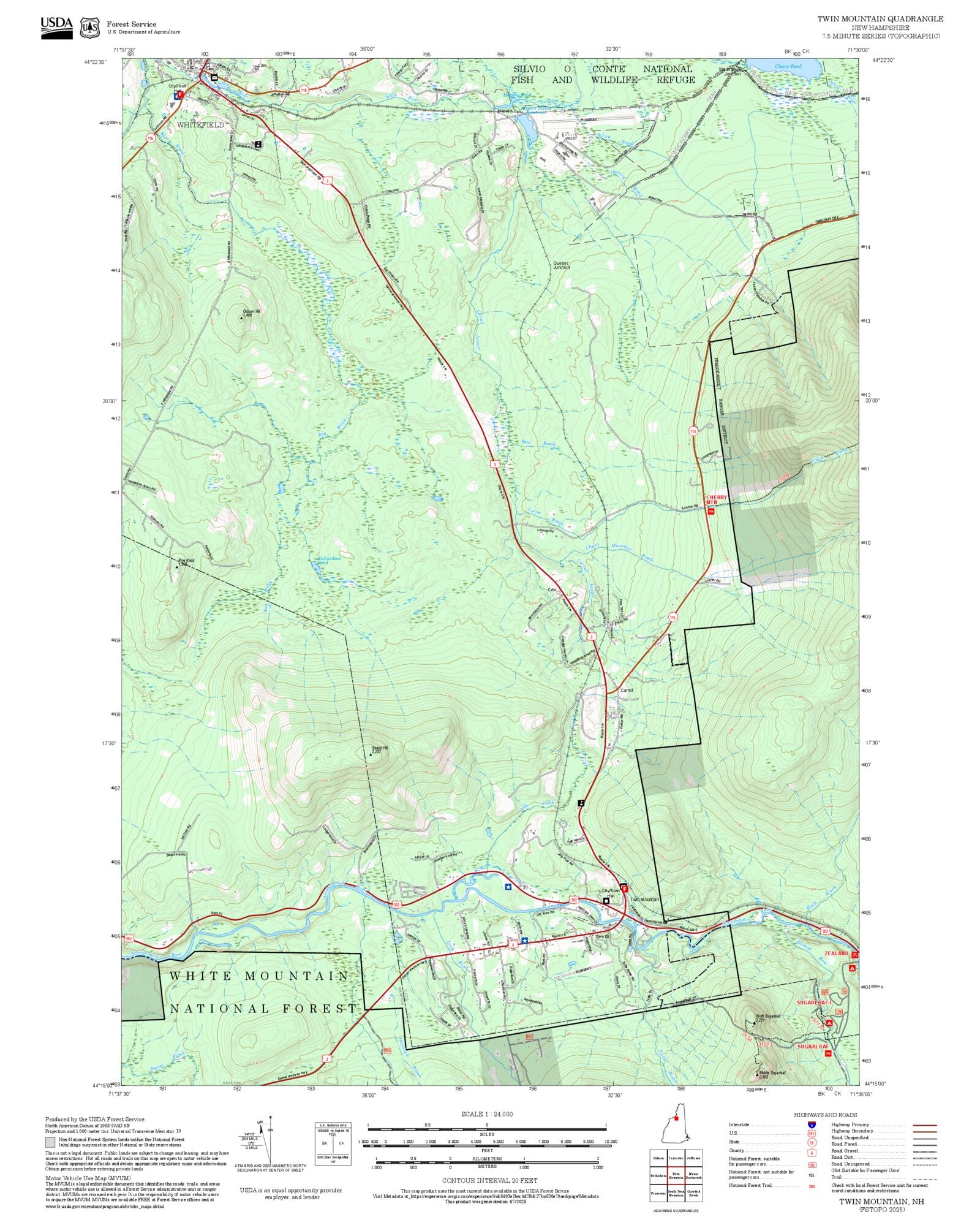 2025 Forest Service Topo Map of Twin Mountain New Hampshire – MyTopo ...