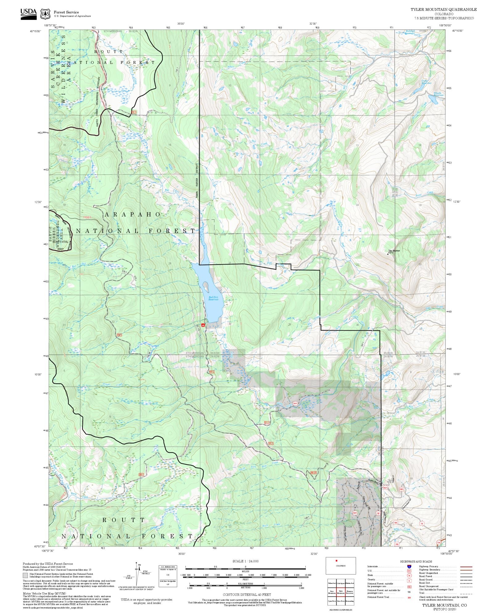2025 Forest Service Topo Map of Tyler Mountain Colorado – MyTopo Map Store