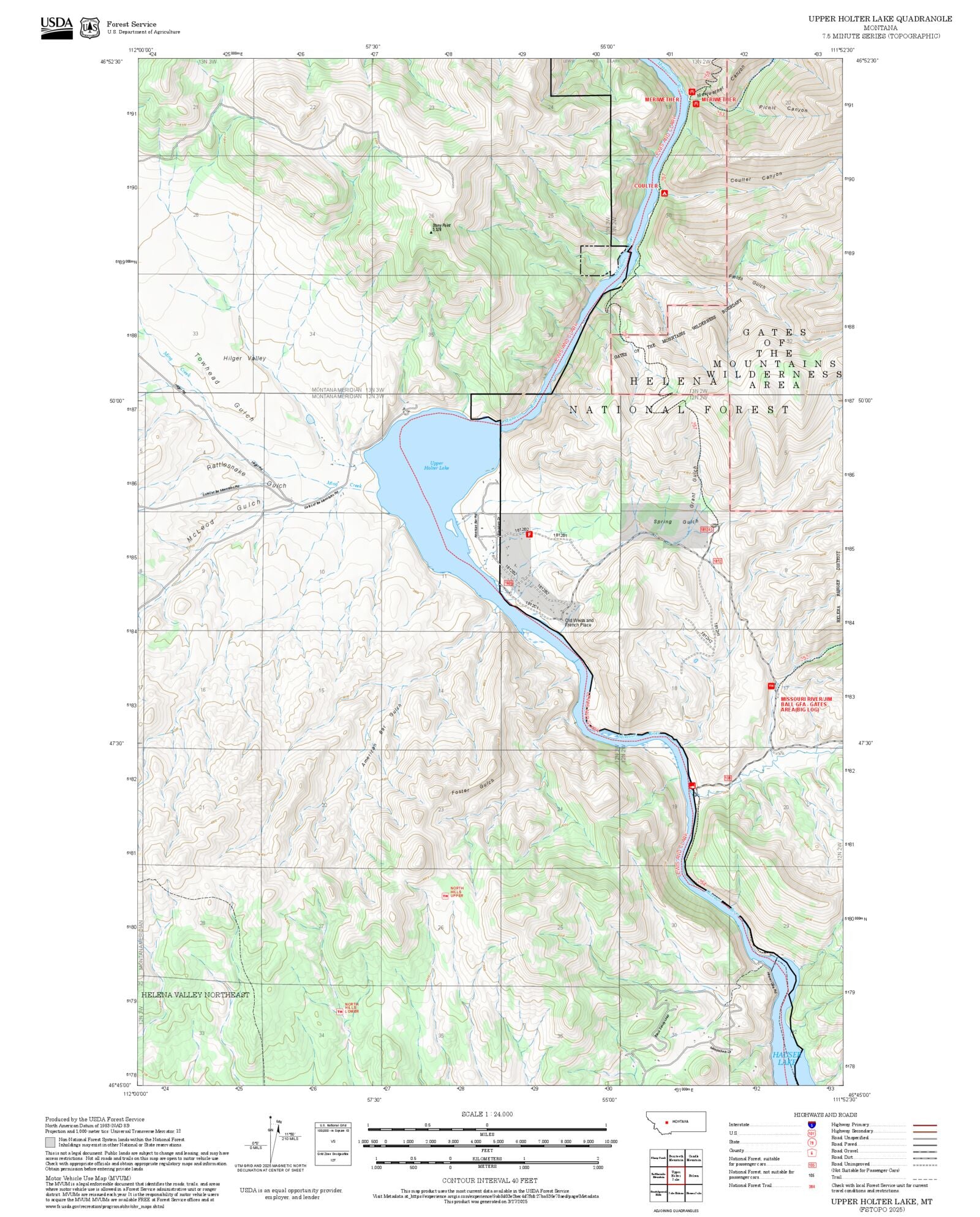 2025 Forest Service Topo Map of Upper Holter Lake Montana – MyTopo Map ...