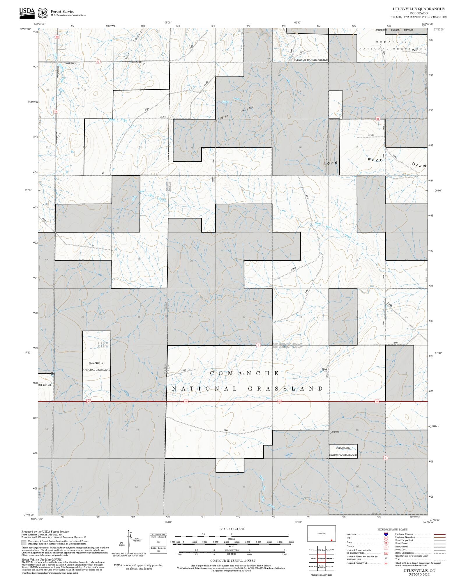 2025 Forest Service Topo Map of Utleyville Colorado – MyTopo Map Store