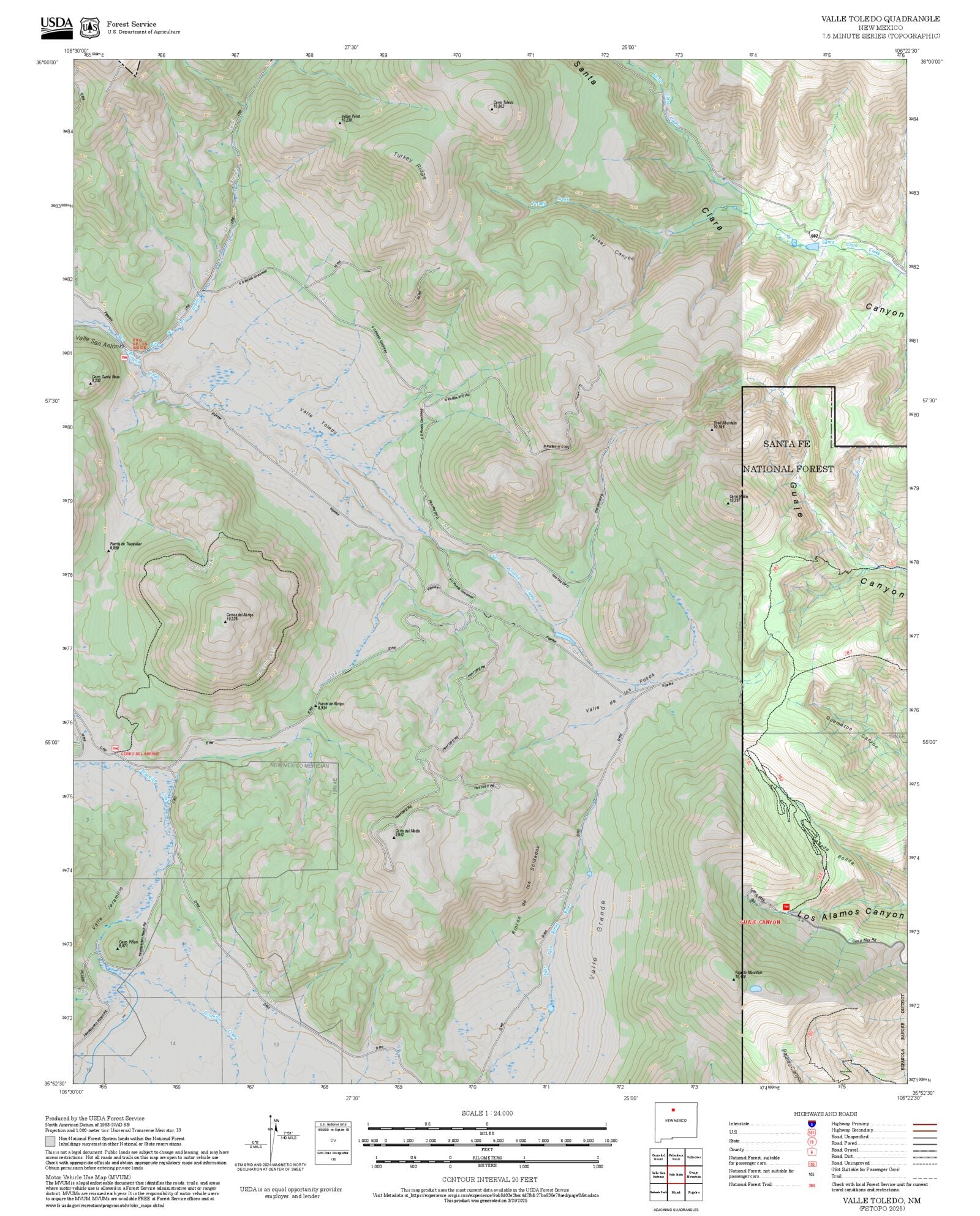 2025 Forest Service Topo Map of Valle Toledo New Mexico – MyTopo Map Store