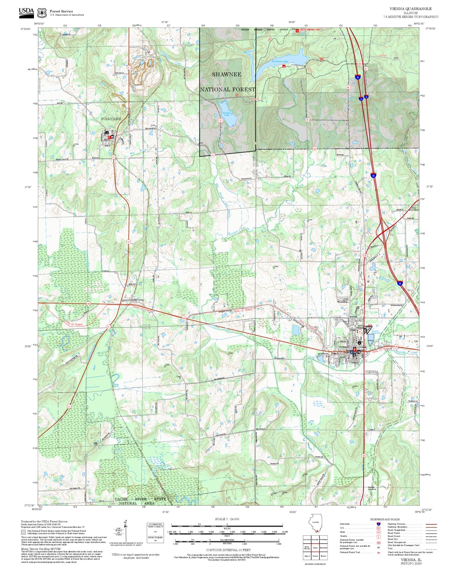 2025 Forest Service Topo Map of Vienna Illinois – MyTopo Map Store