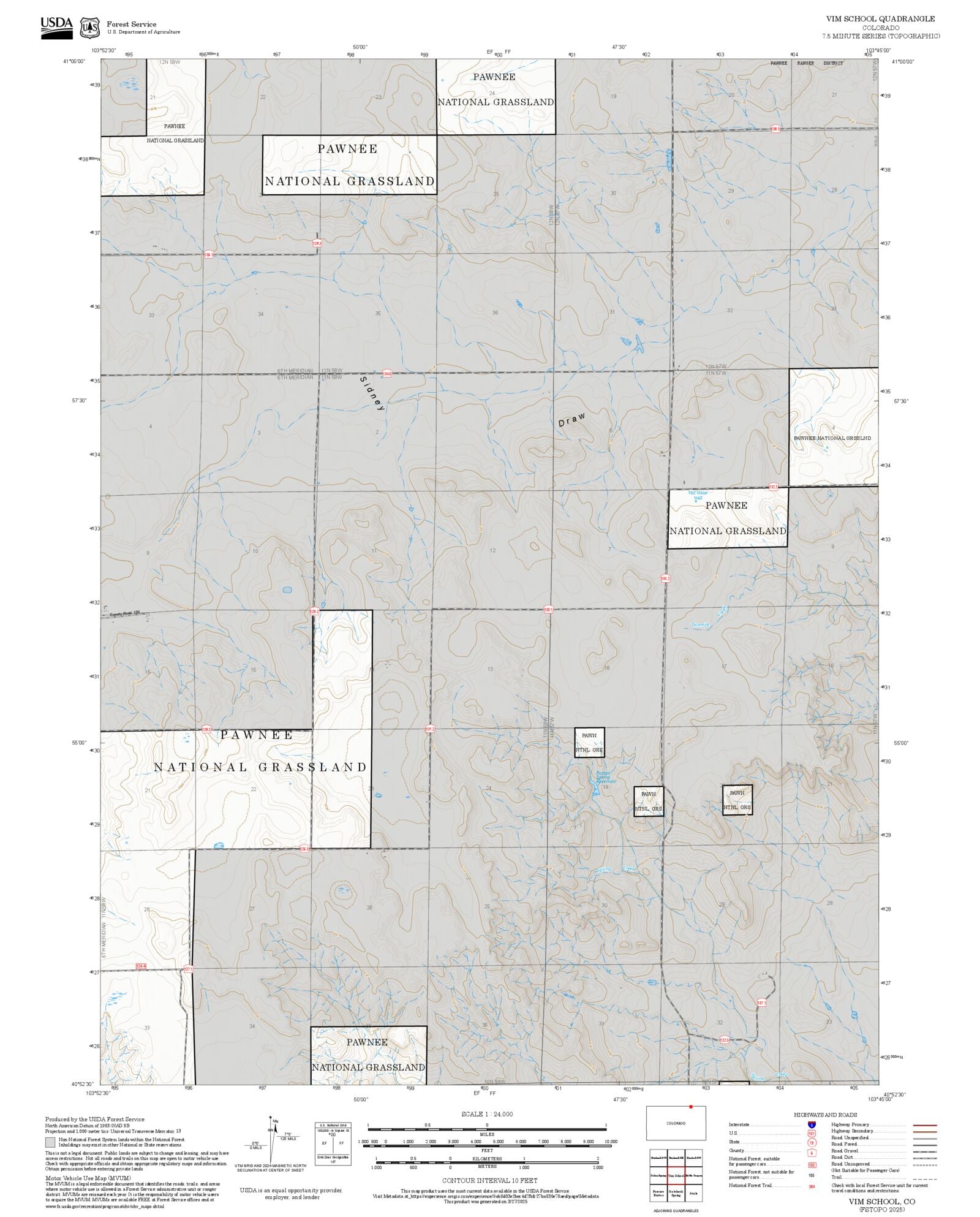 2025 Forest Service Topo Map of Vim School Colorado – MyTopo Map Store