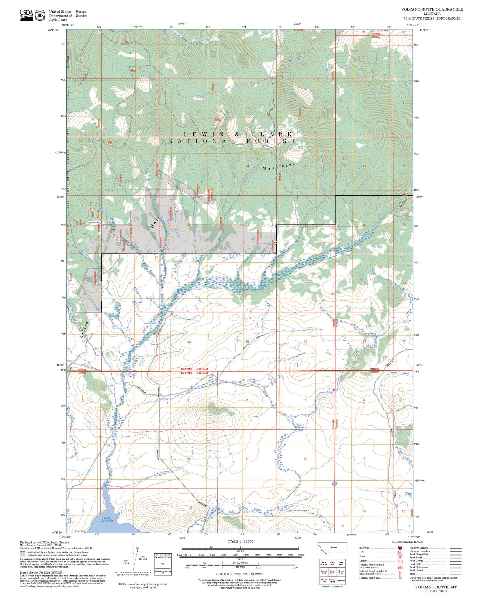 2025 Forest Service Topo Map of Volcano Butte Montana – MyTopo Map Store