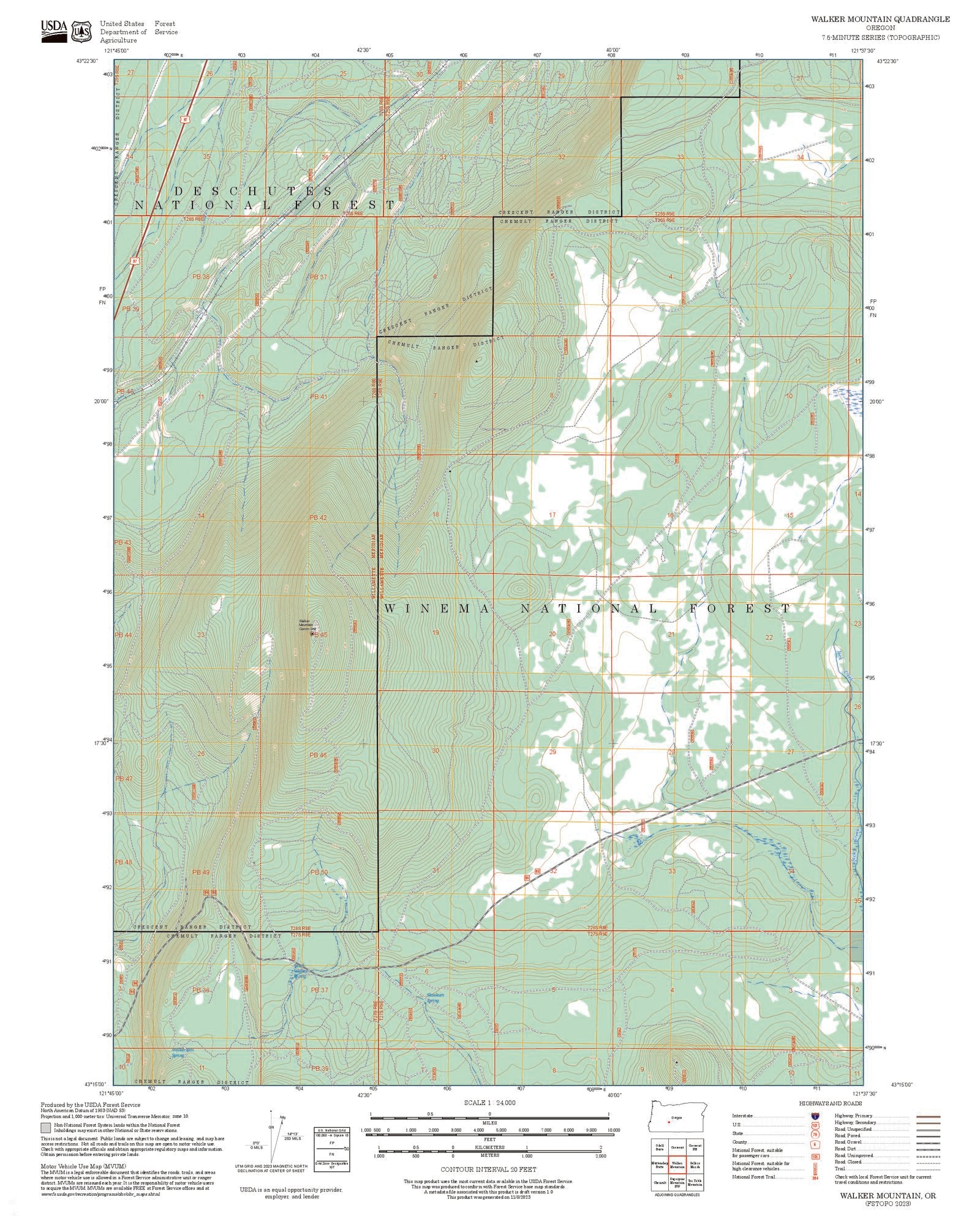 2025 Forest Service Topo Map of Walker Mountain Oregon – MyTopo Map Store