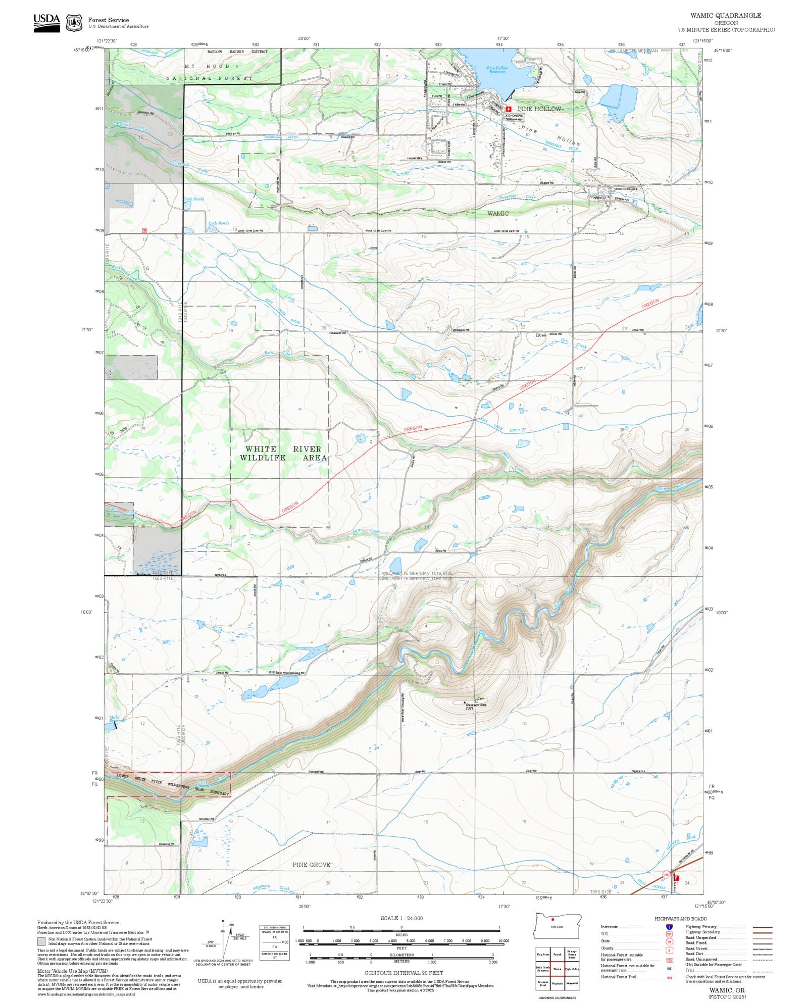 2025 Forest Service Topo Map of Wamic Oregon – MyTopo Map Store