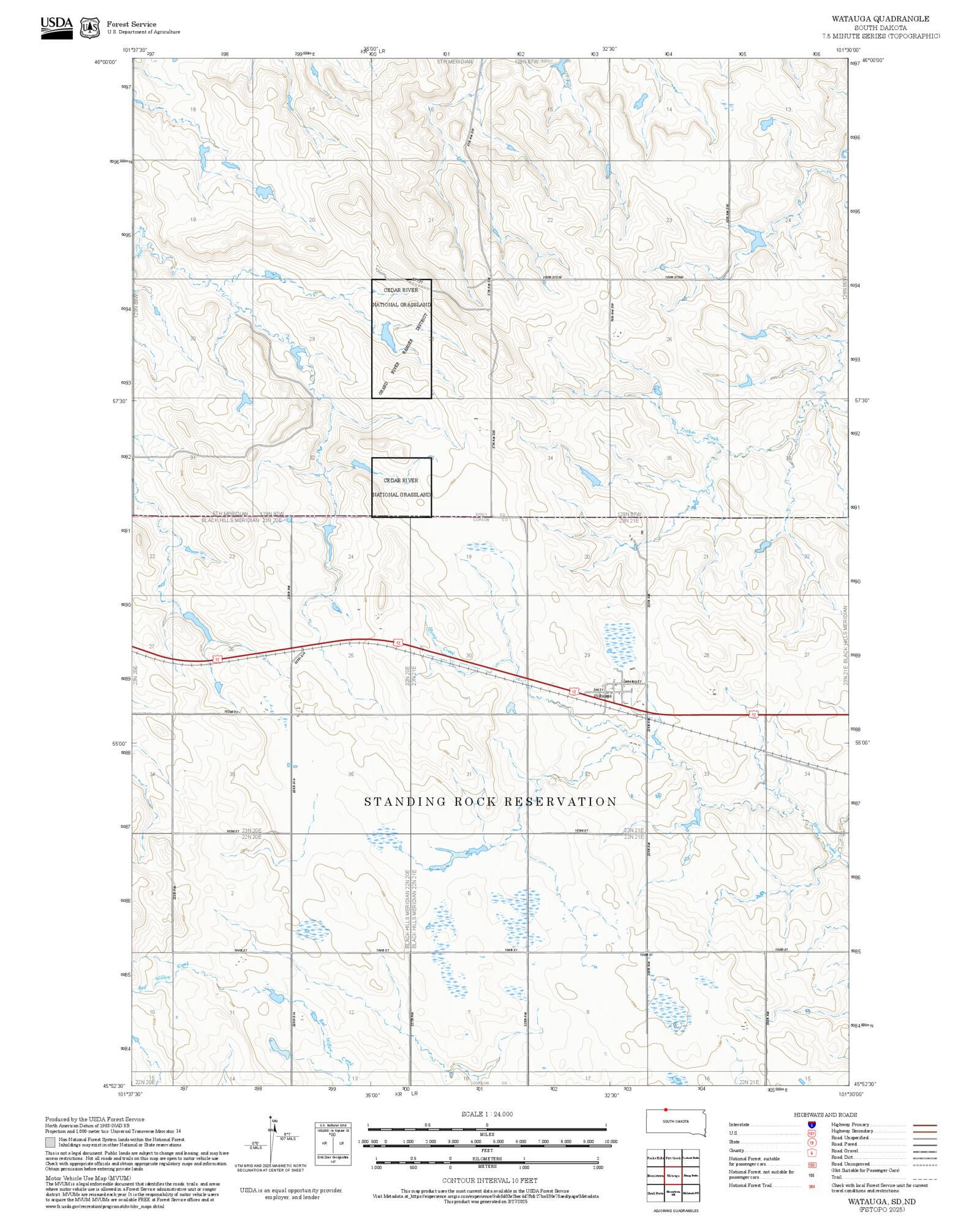 2025 Forest Service Topo Map of Watauga South Dakota – MyTopo Map Store
