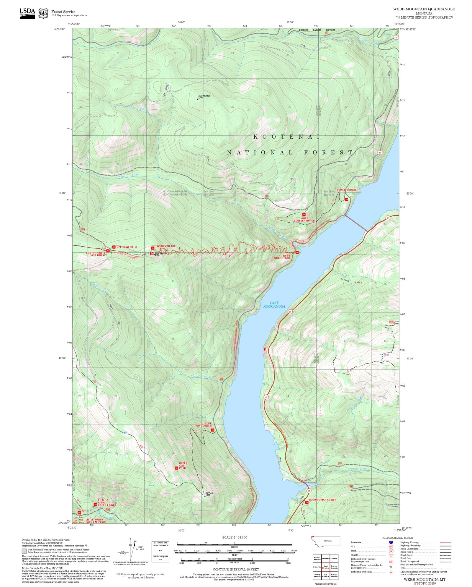 2025 Forest Service Topo Map of Webb Mountain Montana – MyTopo Map Store