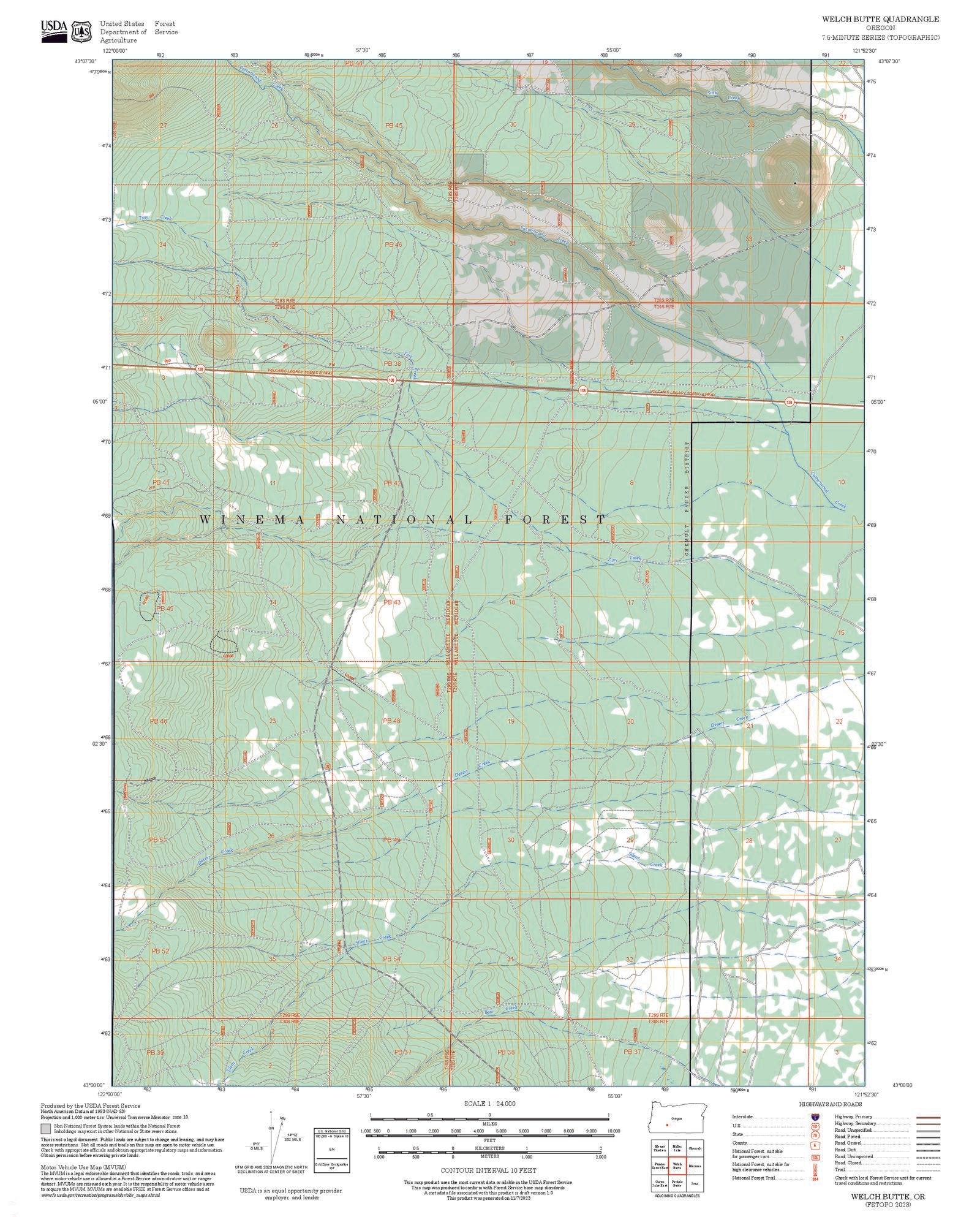 2025 Forest Service Topo Map of Welch Butte Oregon – MyTopo Map Store