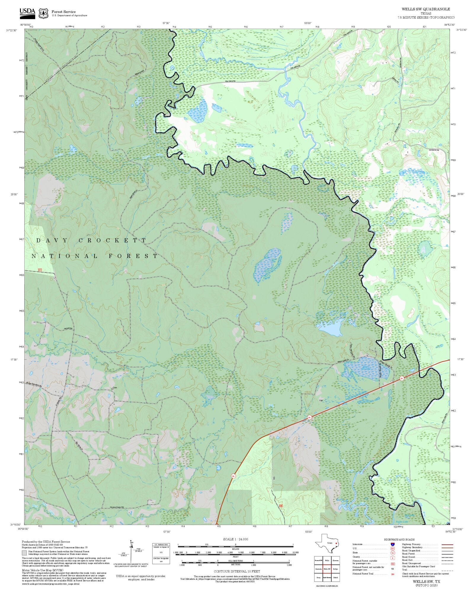 2025 Forest Service Topo Map of Wells SW Texas – MyTopo Map Store