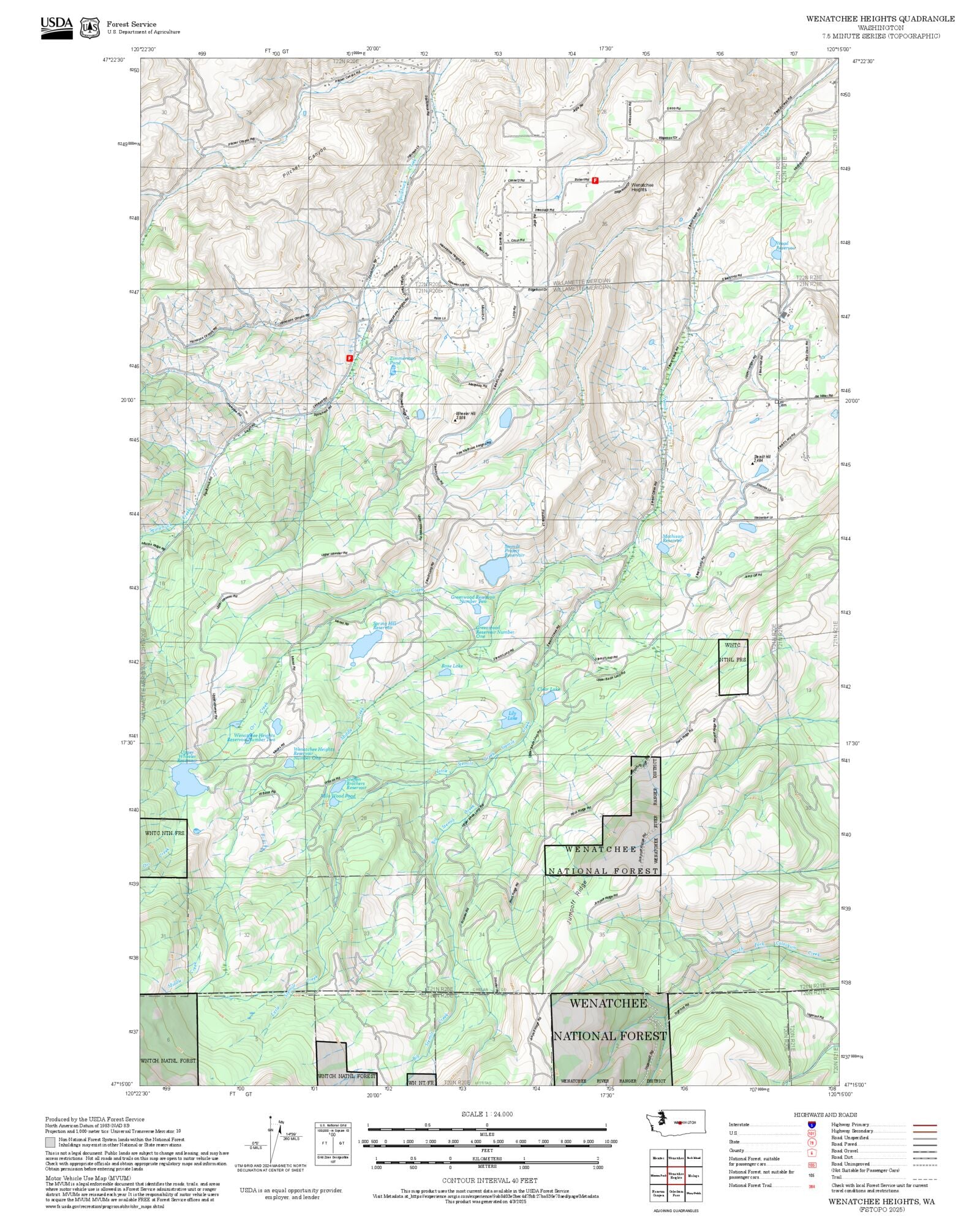 2025 Forest Service Topo Map of Wenatchee Heights Washington – MyTopo ...