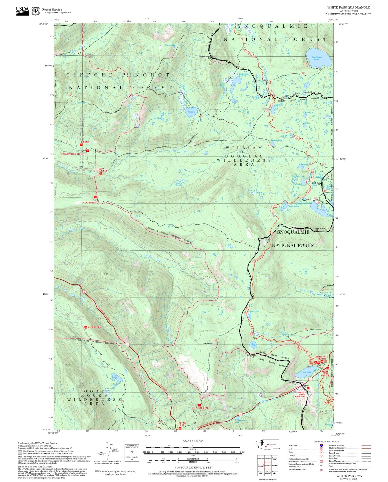 2025 Forest Service Topo Map of White Pass Washington – MyTopo Map Store