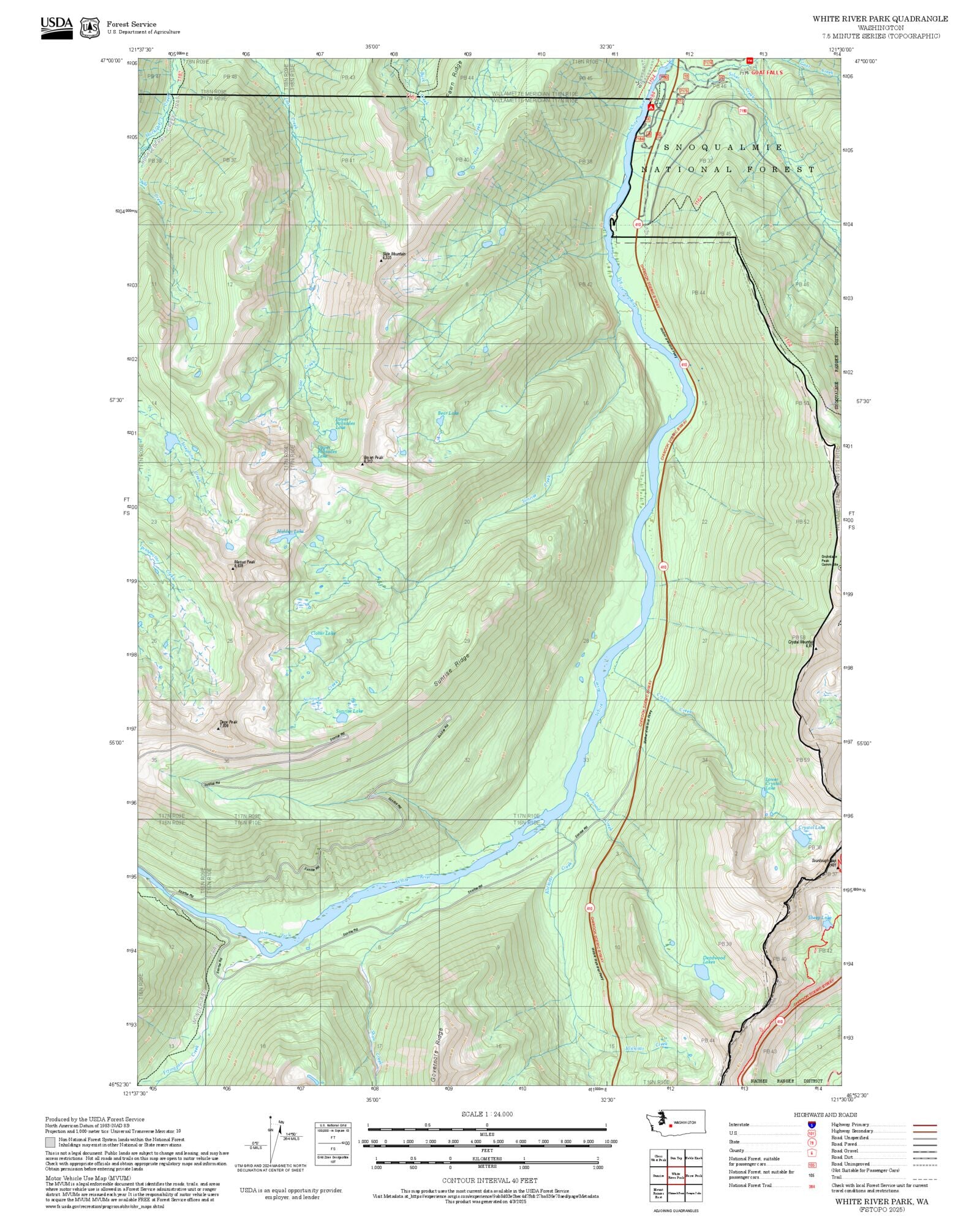2025 Forest Service Topo Map of White River Park Washington – MyTopo ...