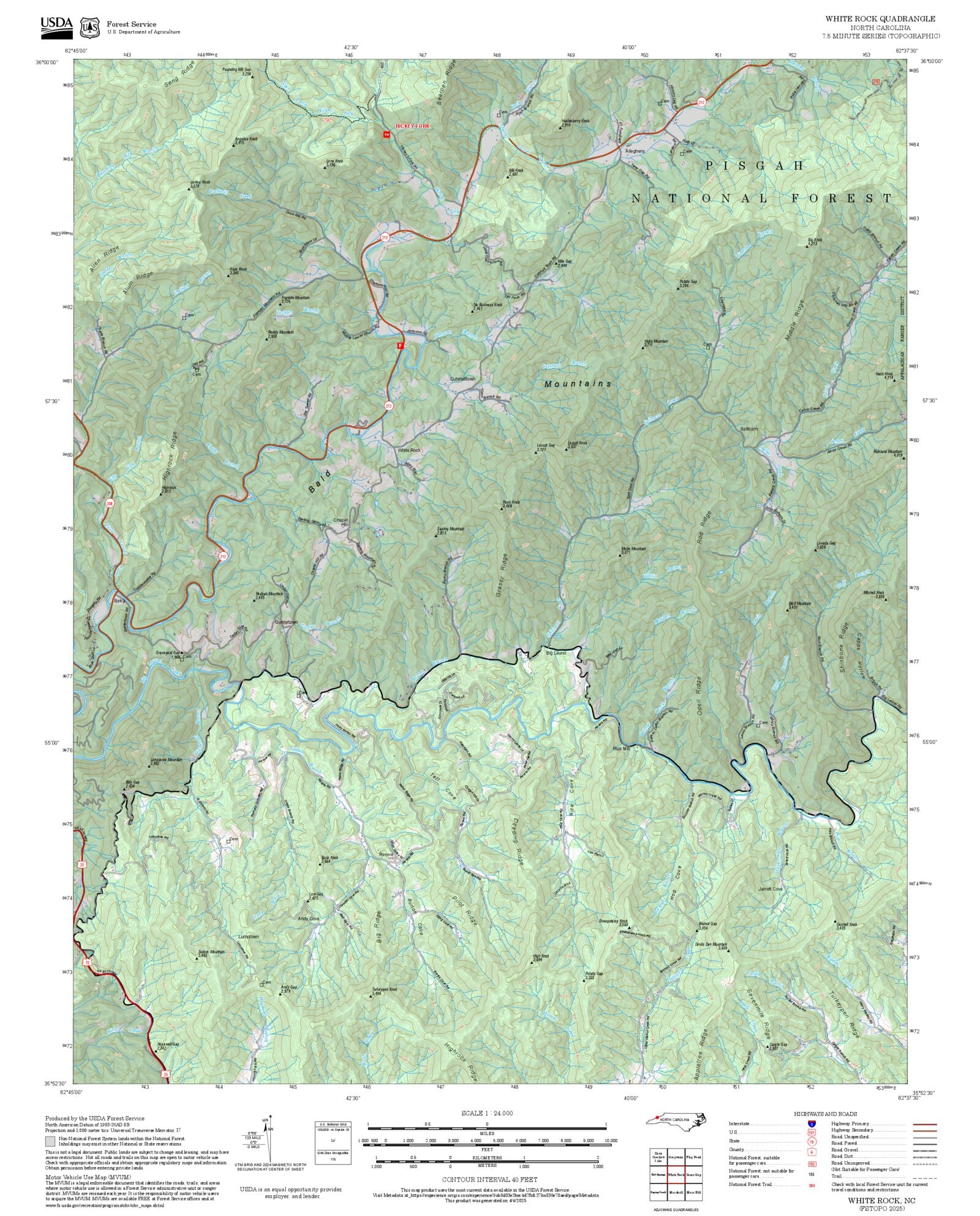 2025 Forest Service Topo Map of White Rock North Carolina – MyTopo Map ...