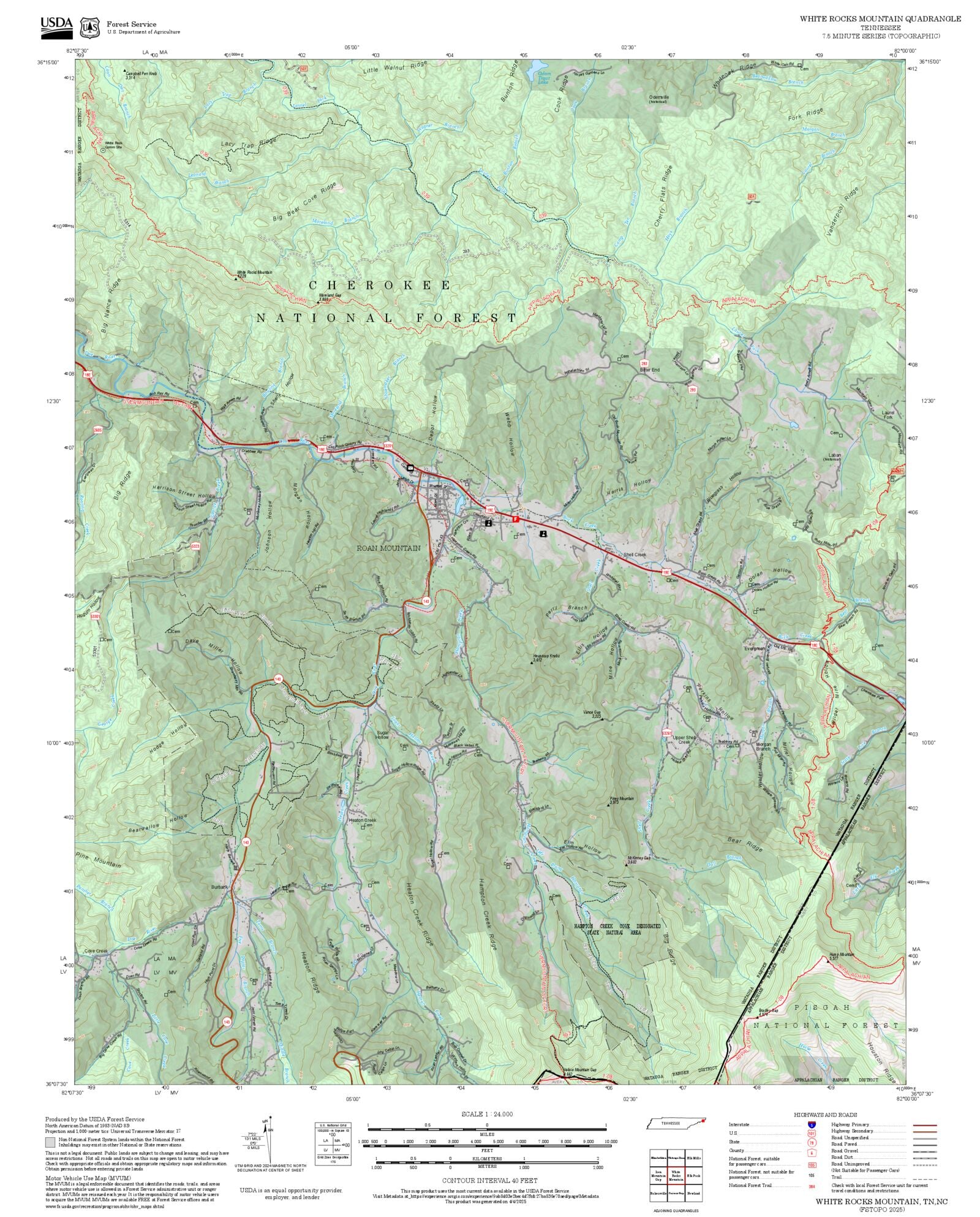2025 Forest Service Topo Map of White Rocks Mountain Tennessee – MyTopo ...