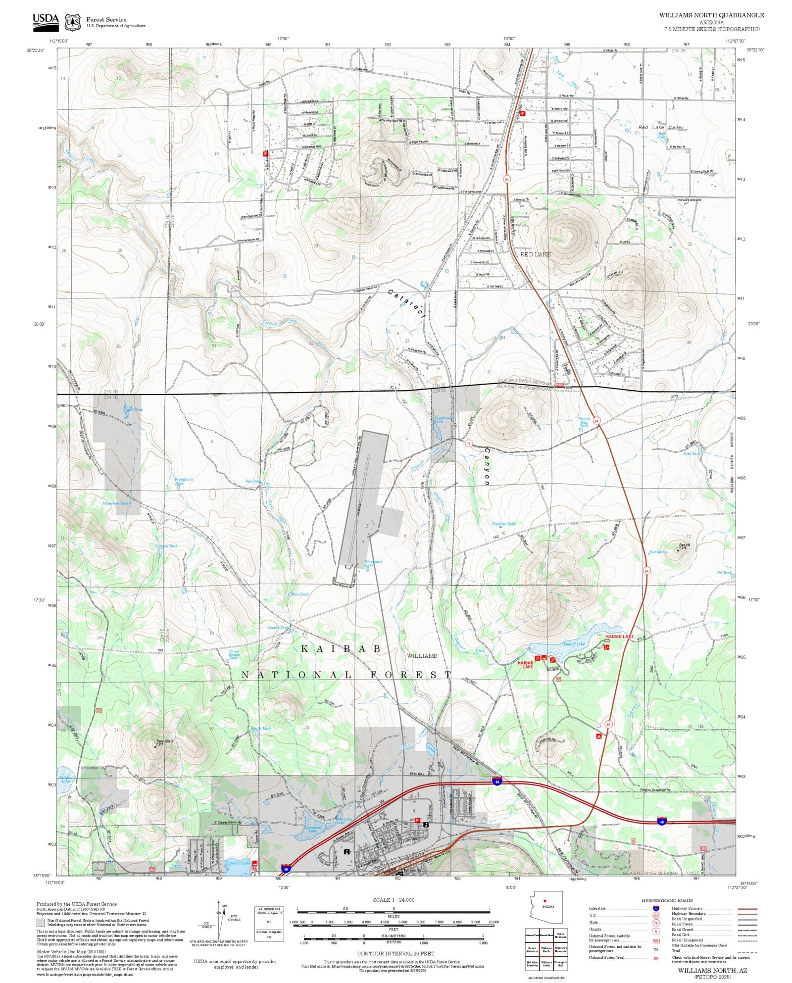 2025 Forest Service Topo Map of Williams North Arizona – MyTopo Map Store