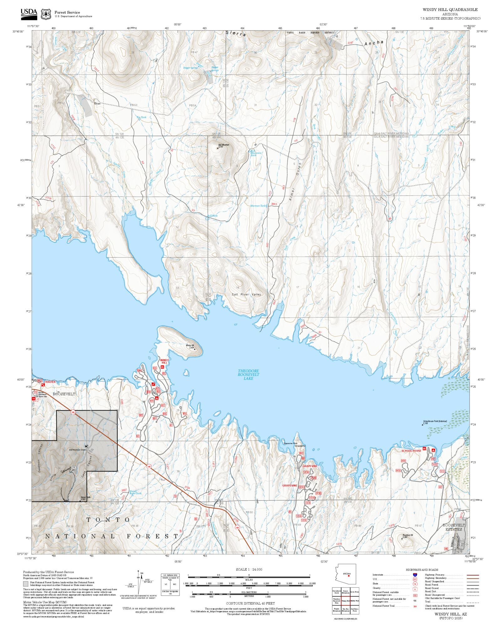 2025 Forest Service Topo Map of Windy Hill Arizona – MyTopo Map Store