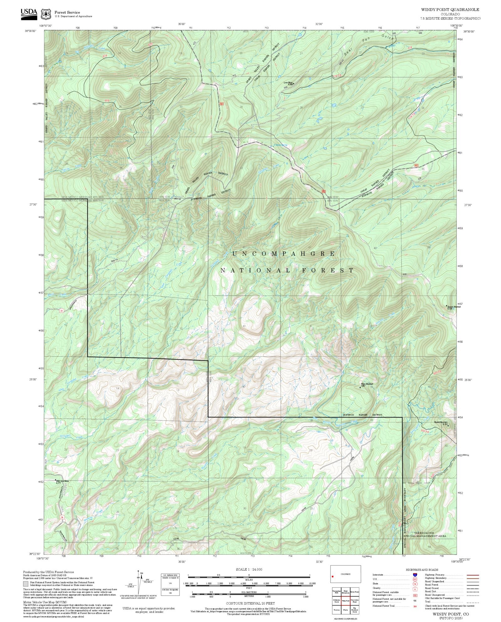 2025 Forest Service Topo Map of Windy Point Colorado – MyTopo Map Store