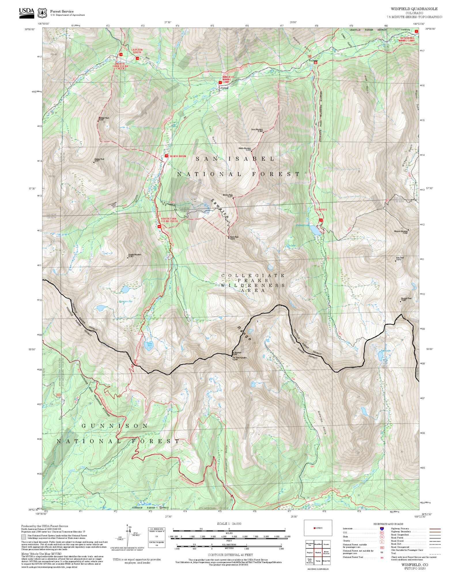 2025 Forest Service Topo Map of Winfield Colorado – MyTopo Map Store