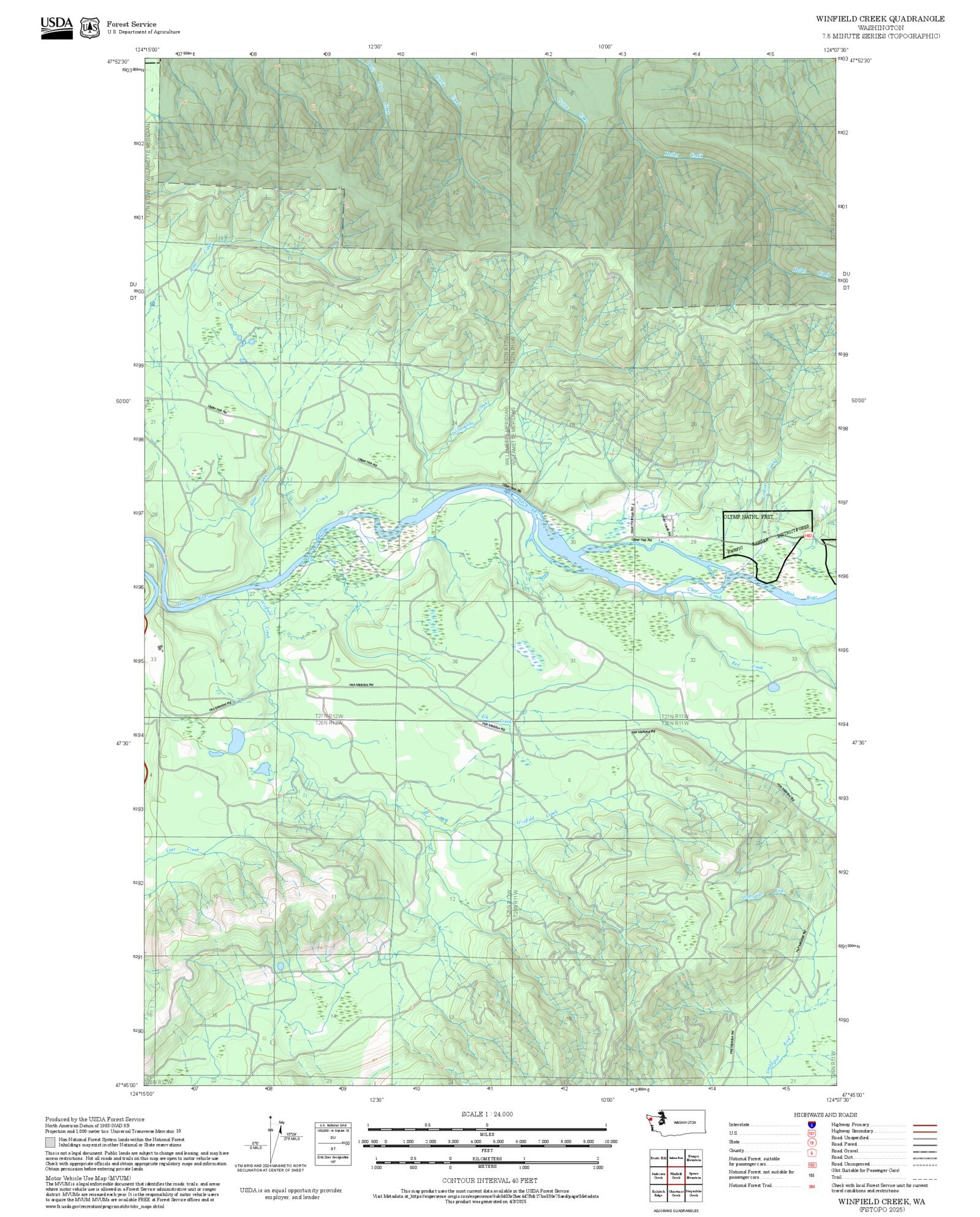 2025 Forest Service Topo Map of Winfield Creek Washington – MyTopo Map ...
