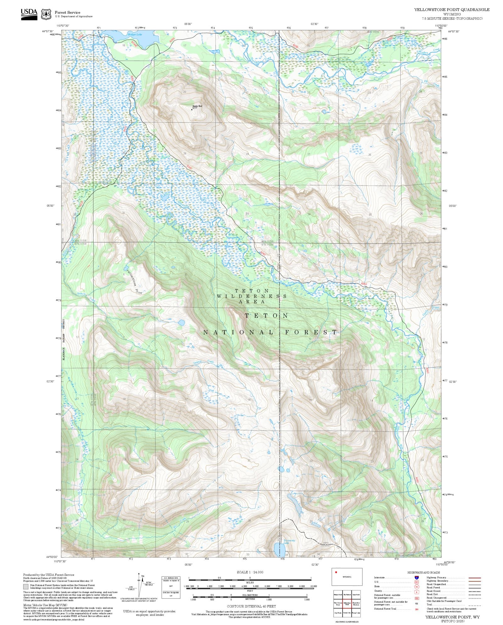 2025 Forest Service Topo Map of Yellowstone Point Wyoming – MyTopo Map ...