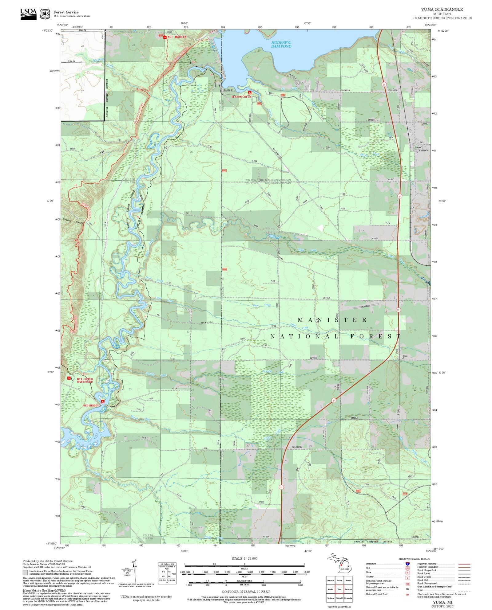 2025 Forest Service Topo Map of Yuma Michigan – MyTopo Map Store