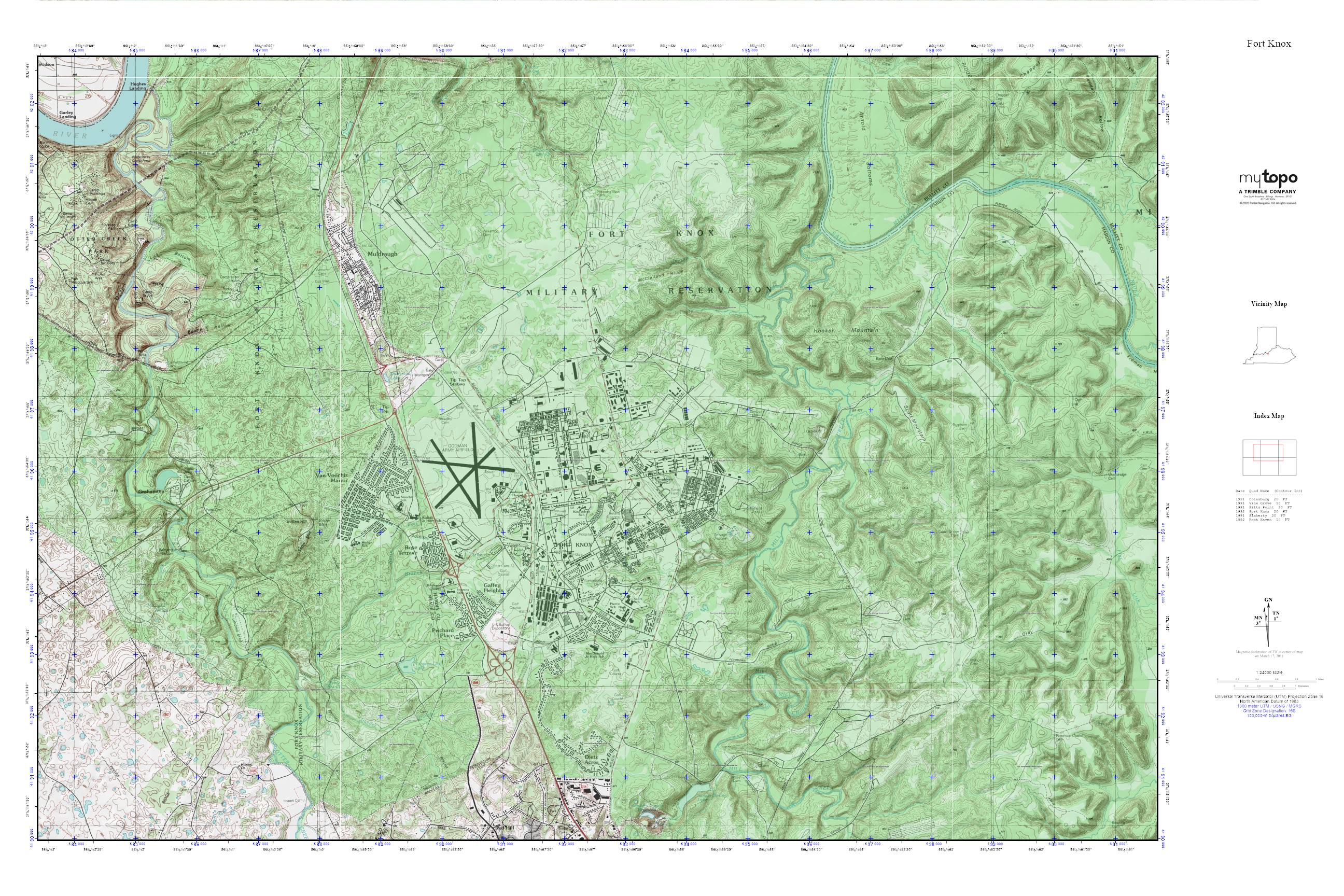 Fort Knox MyTopo Explorer Series Map – MyTopo Map Store