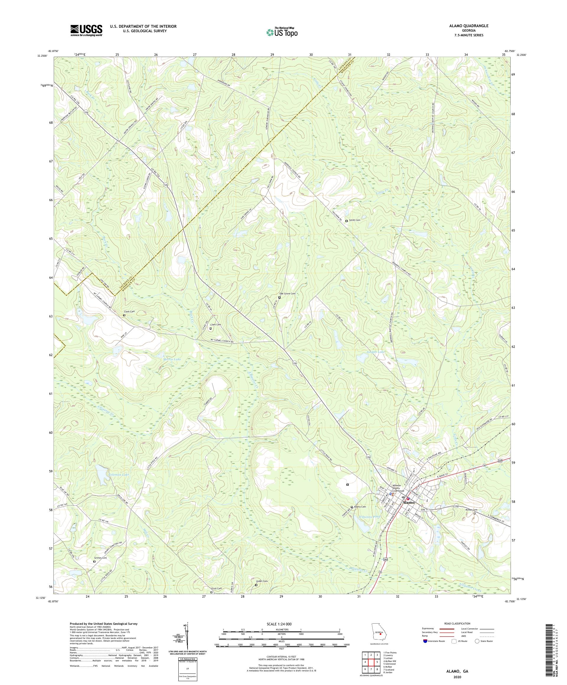 Alamo Georgia US Topo Map – MyTopo Map Store