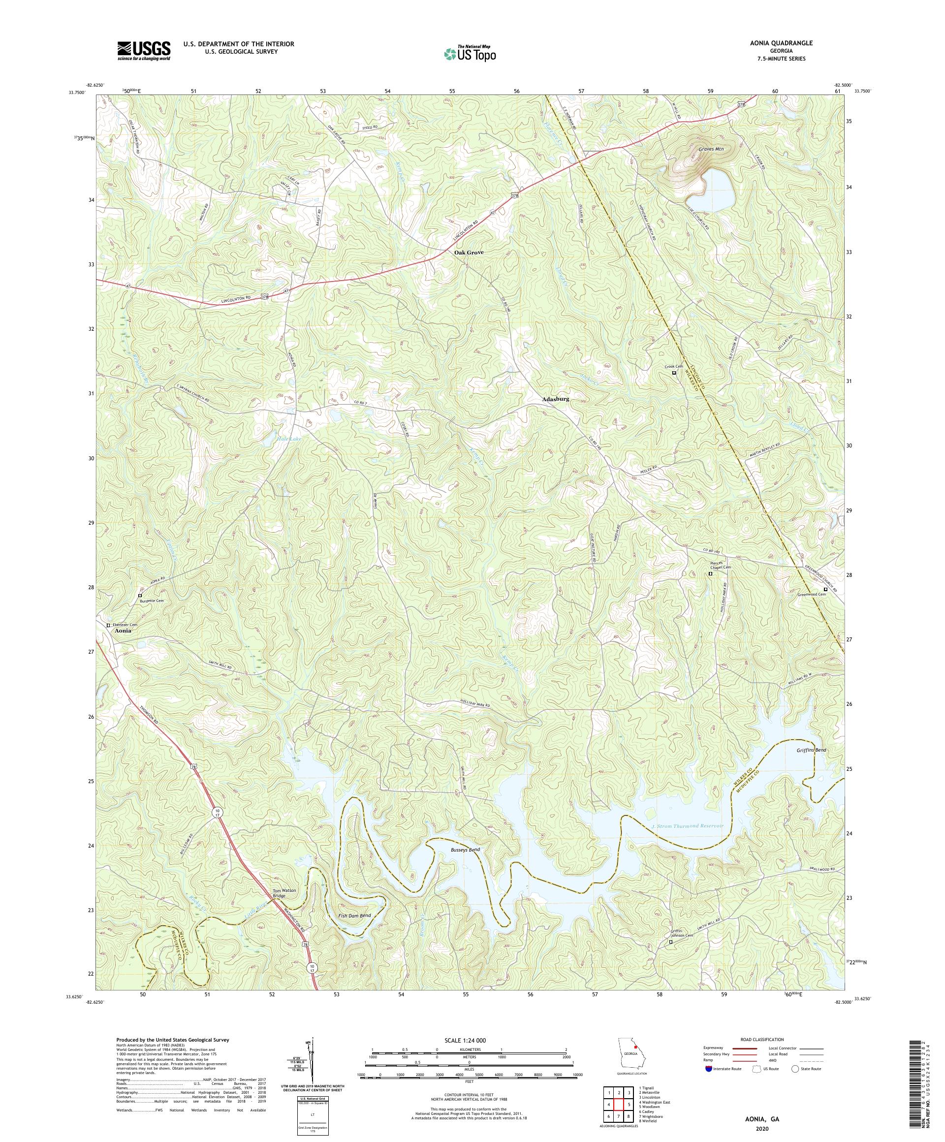Aonia Georgia US Topo Map – MyTopo Map Store