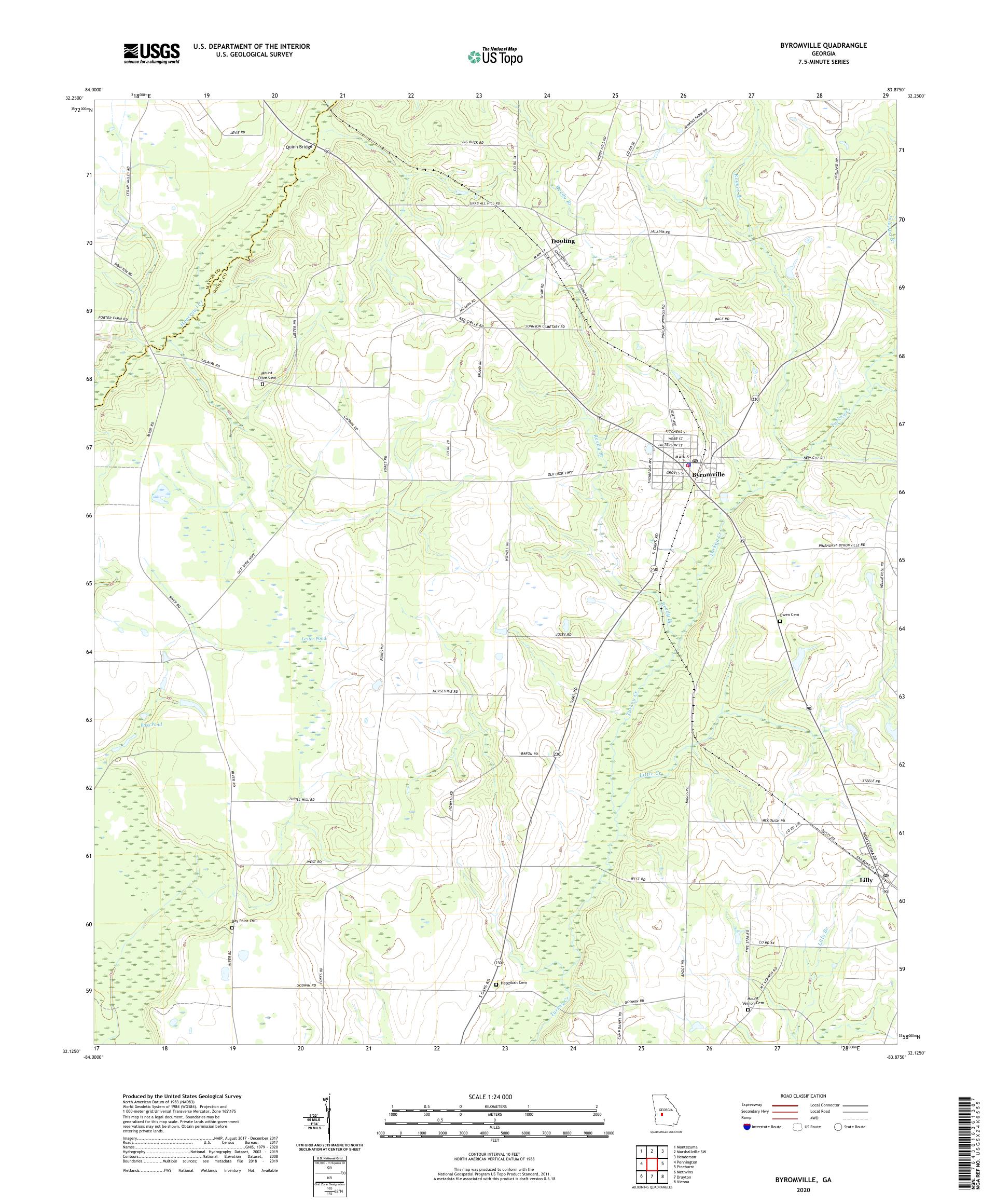 Byromville Georgia US Topo Map – MyTopo Map Store