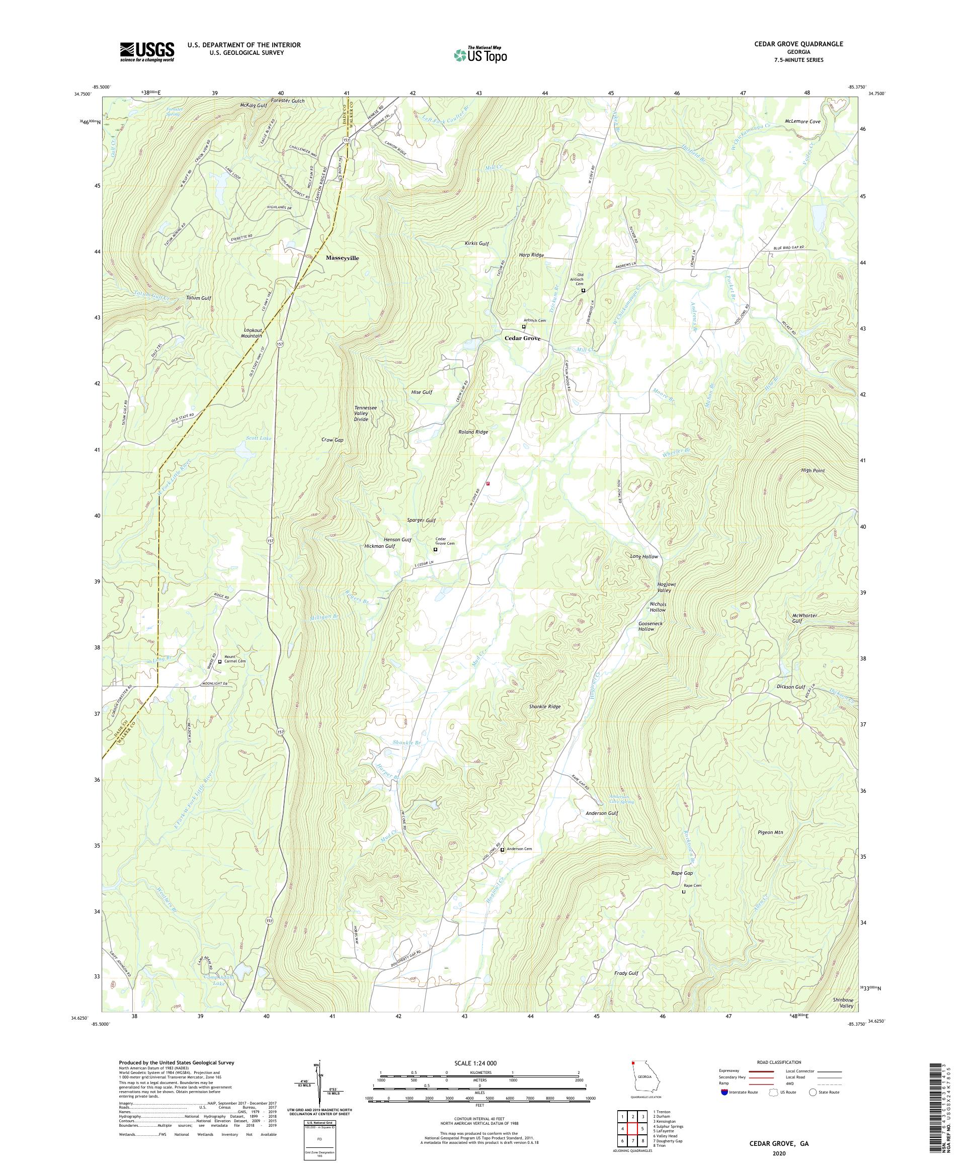 Cedar Grove Georgia US Topo Map – MyTopo Map Store