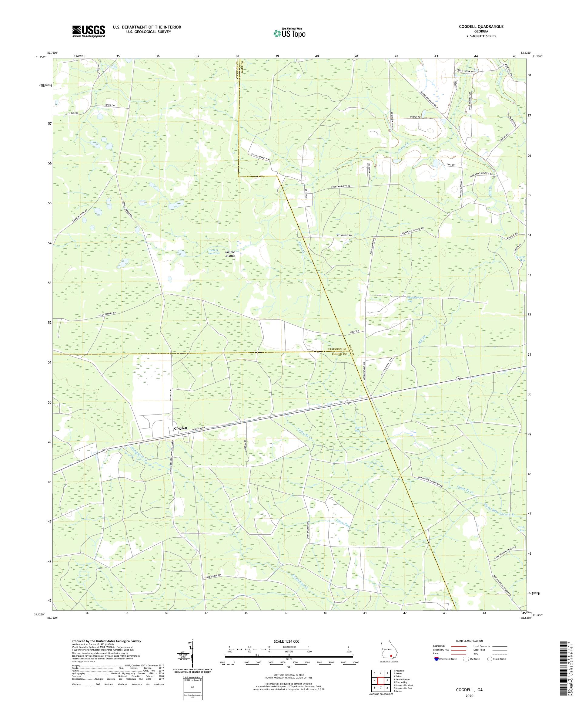 Cogdell Georgia US Topo Map – MyTopo Map Store