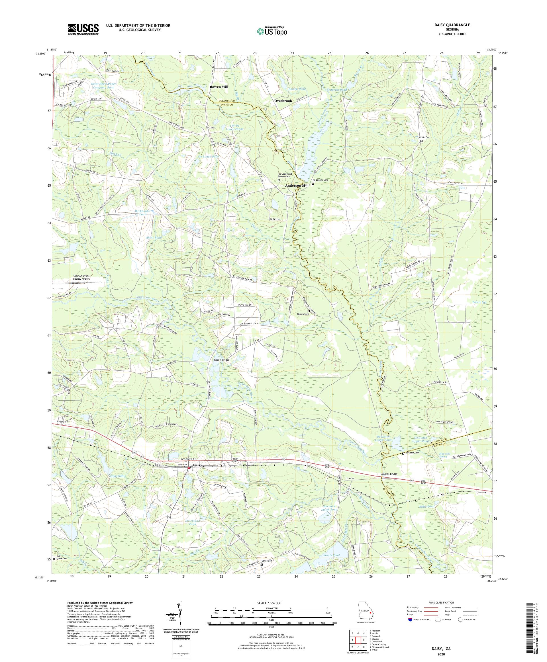 Daisy Georgia US Topo Map – MyTopo Map Store