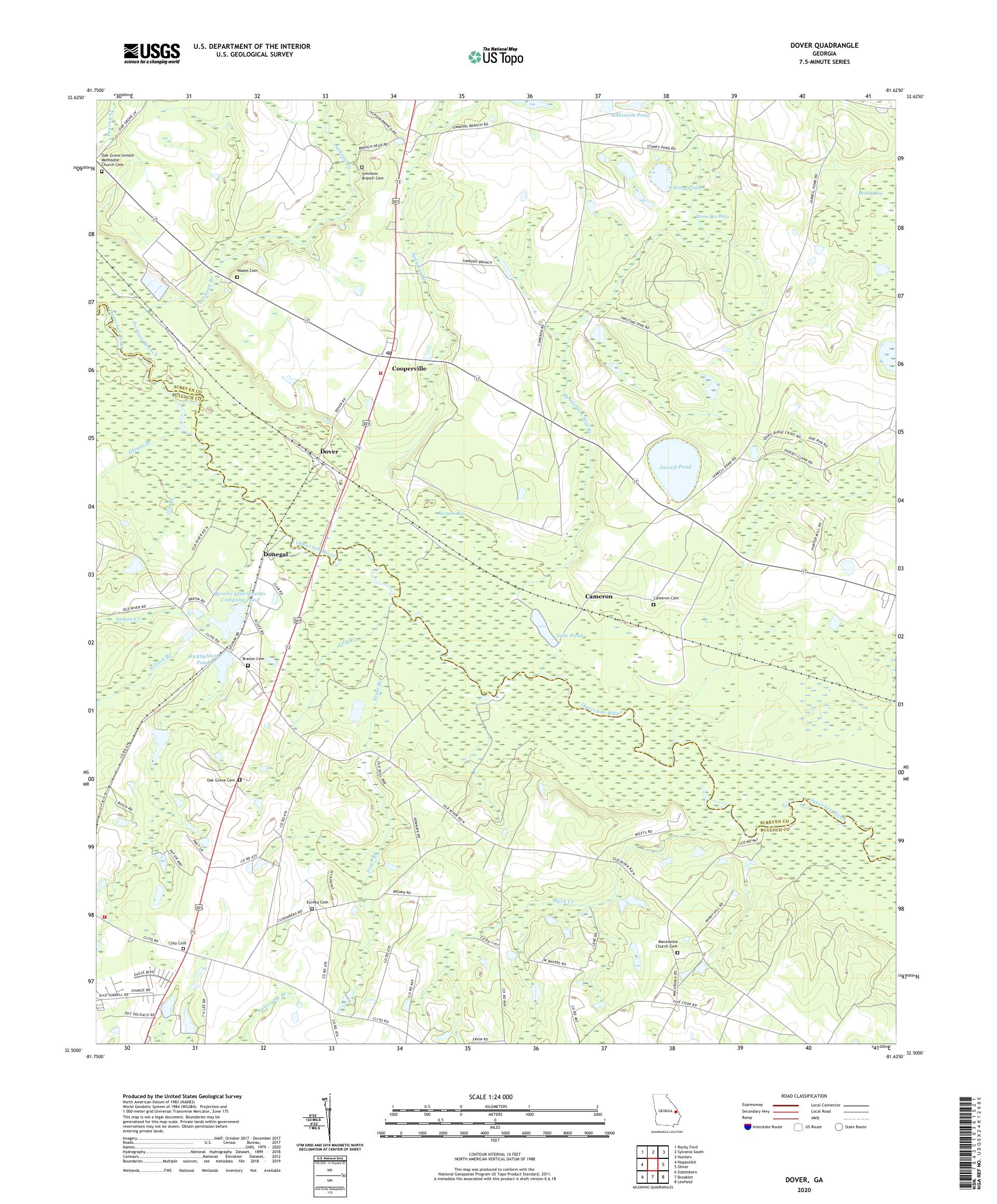 Dover Georgia US Topo Map – MyTopo Map Store