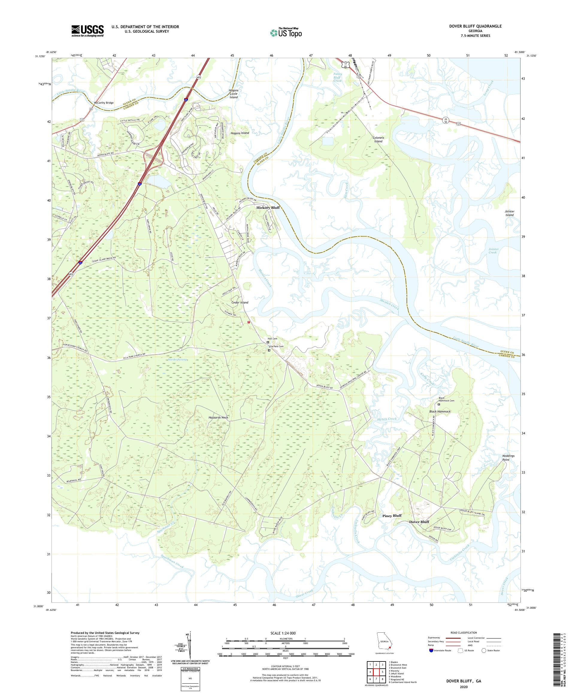 Dover Bluff Georgia US Topo Map – MyTopo Map Store