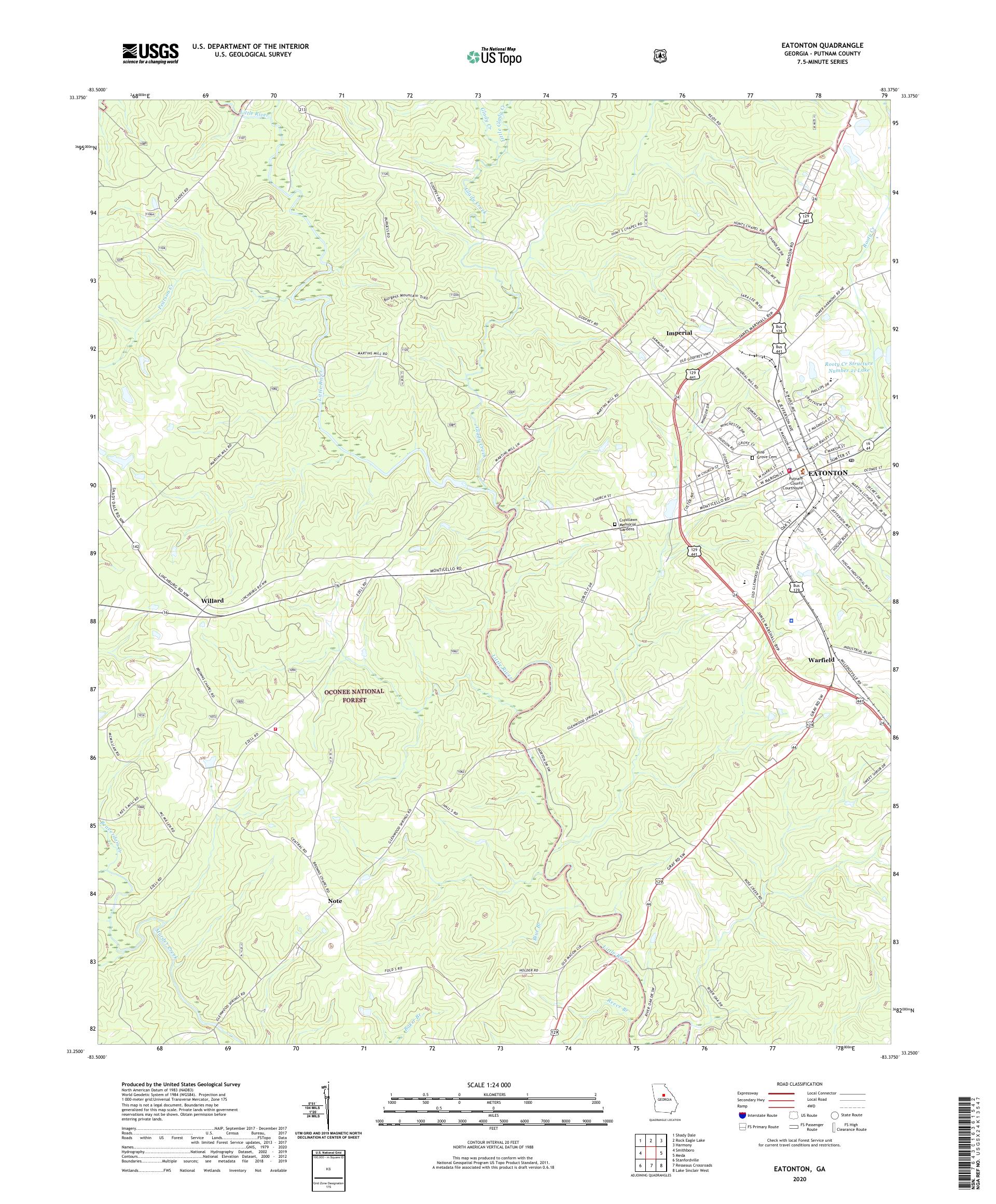 Eatonton Georgia US Topo Map – MyTopo Map Store