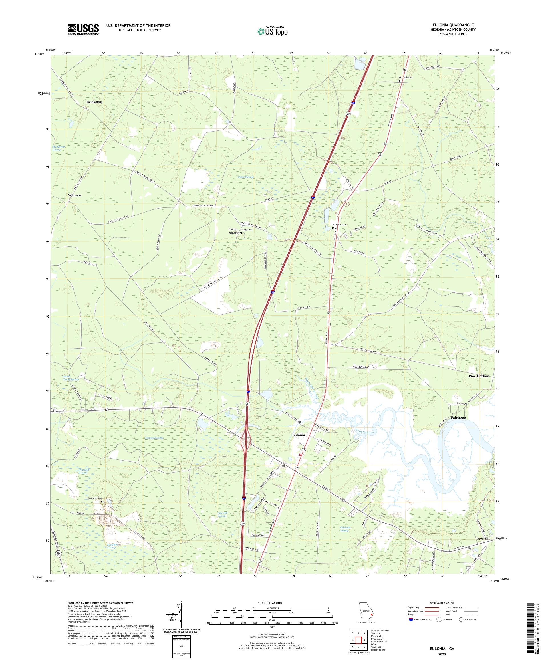 Eulonia Georgia US Topo Map – MyTopo Map Store