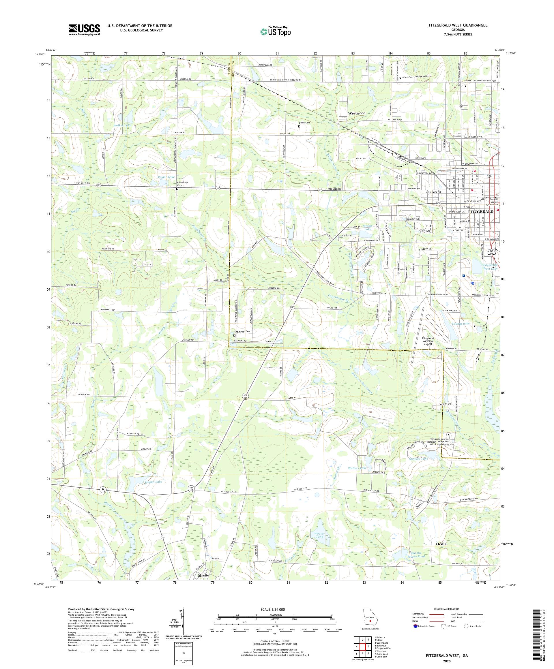 Fitzgerald West Georgia US Topo Map – MyTopo Map Store
