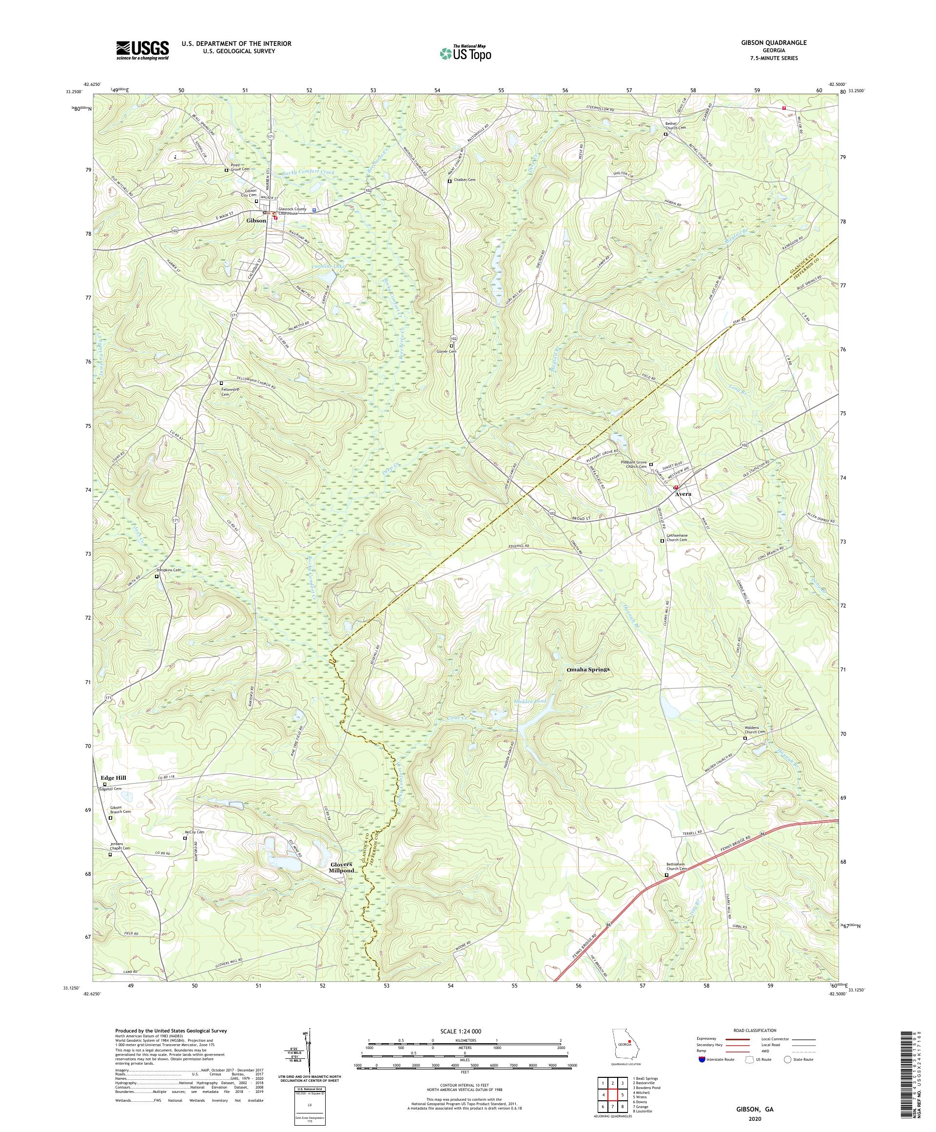 Gibson Georgia US Topo Map – MyTopo Map Store