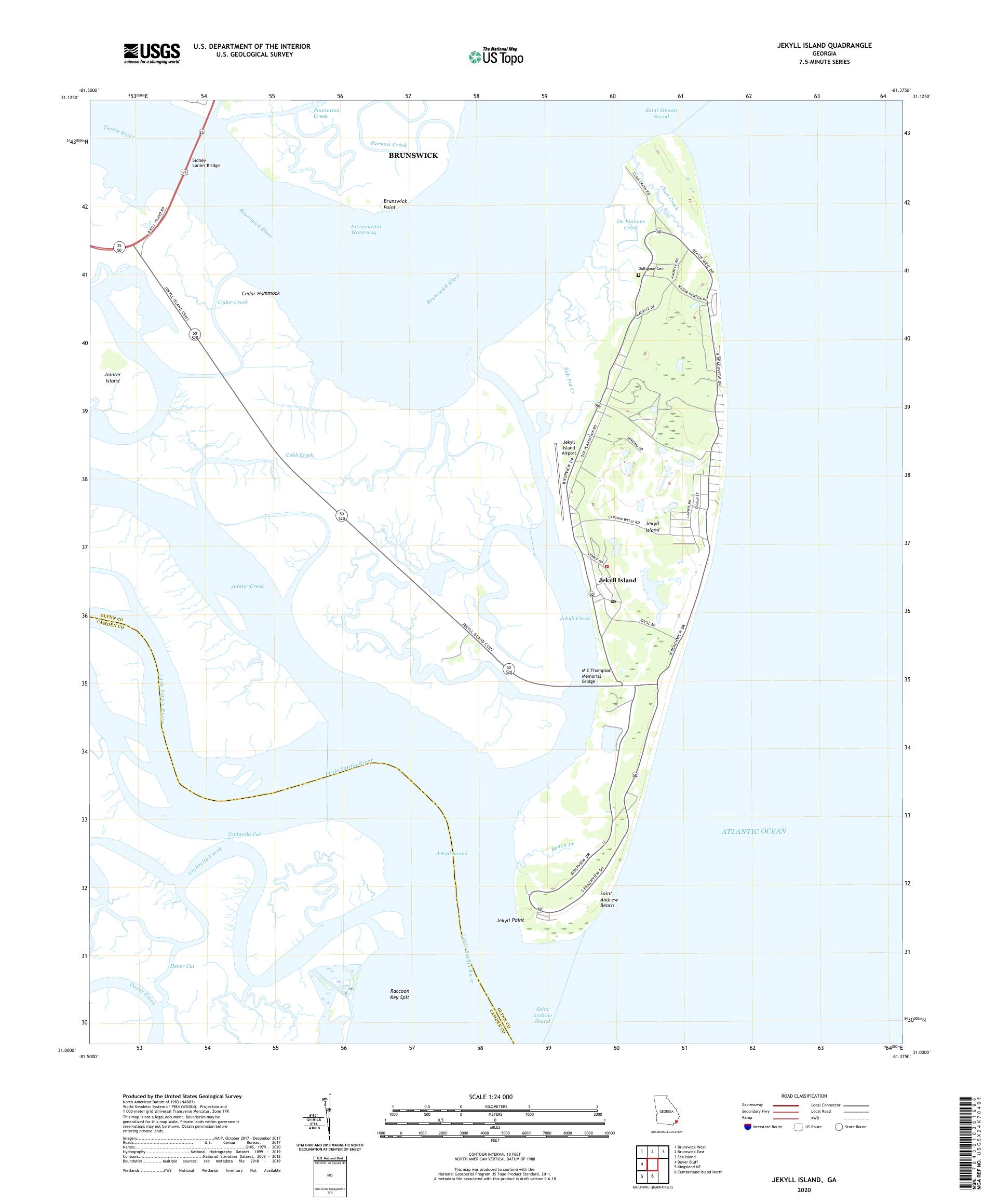 Jekyll Island Georgia US Topo Map – MyTopo Map Store