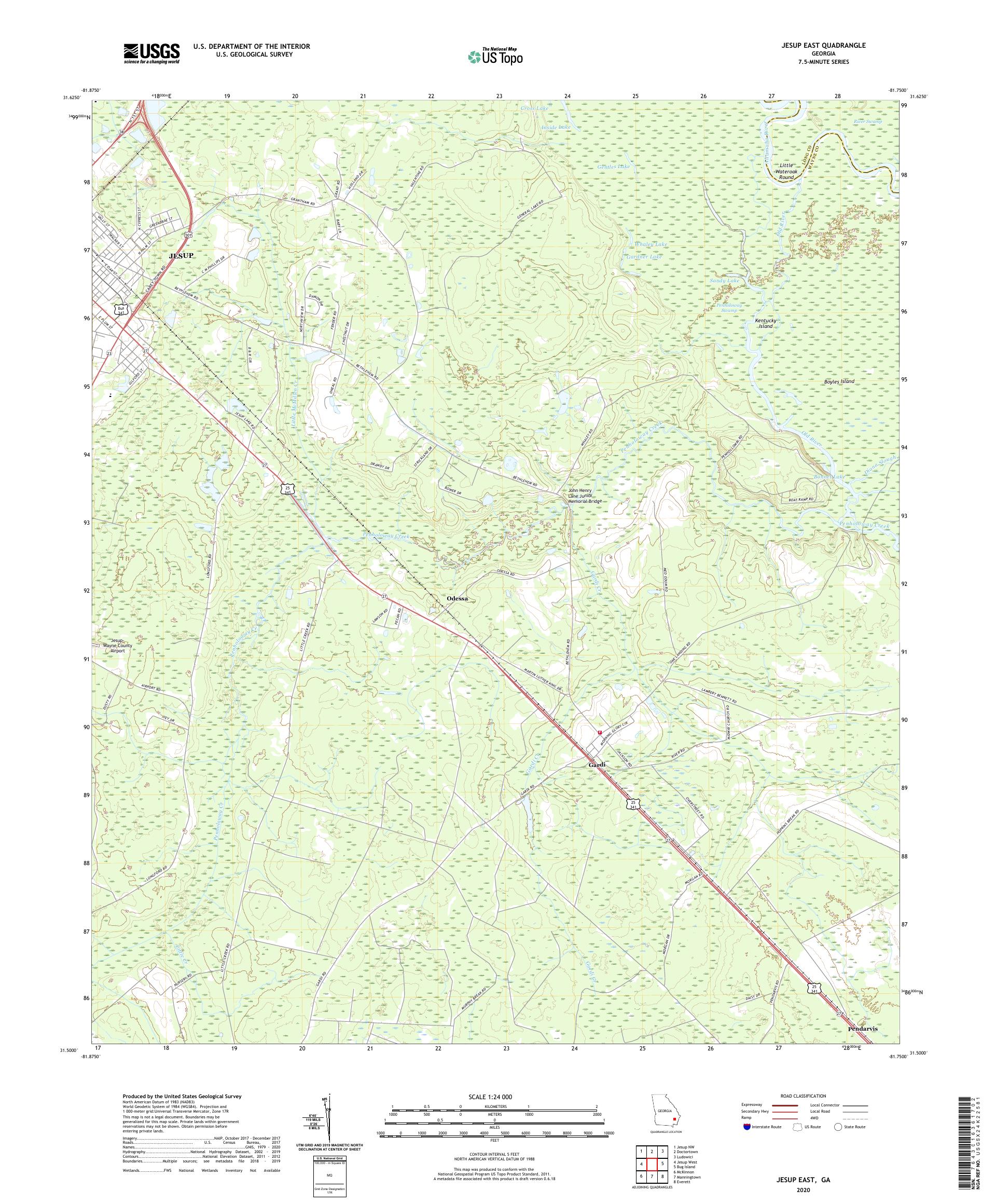 Jesup East Georgia US Topo Map – MyTopo Map Store