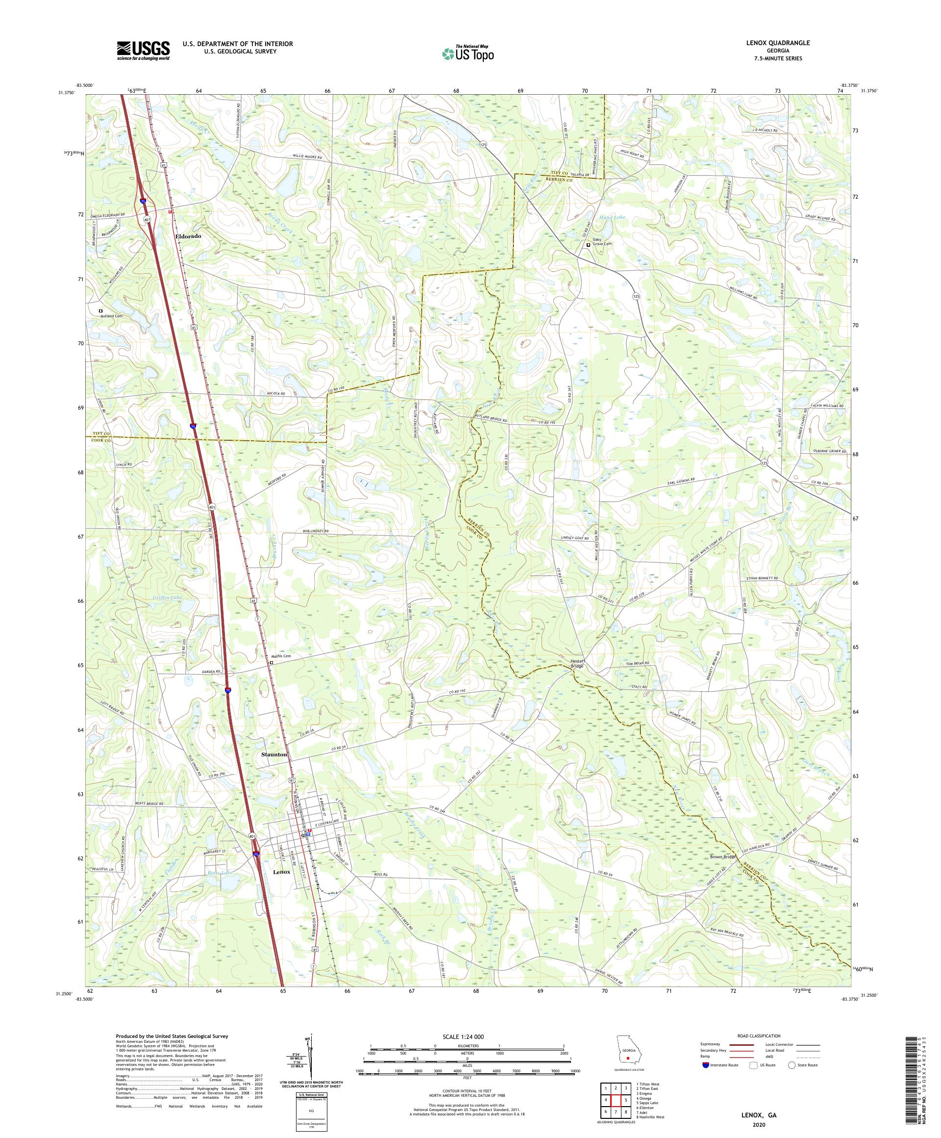 Lenox Georgia US Topo Map – MyTopo Map Store