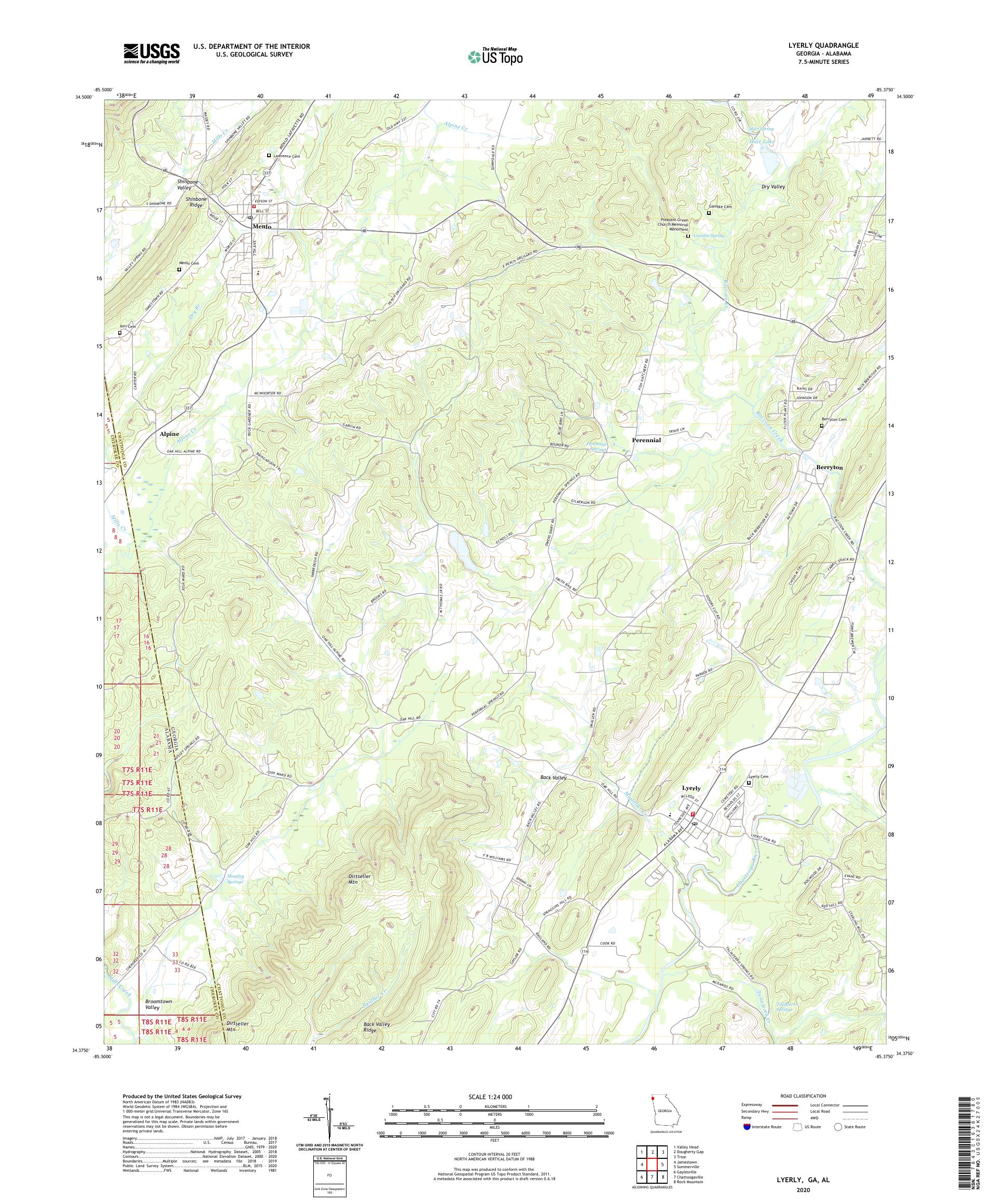Lyerly Georgia US Topo Map – MyTopo Map Store