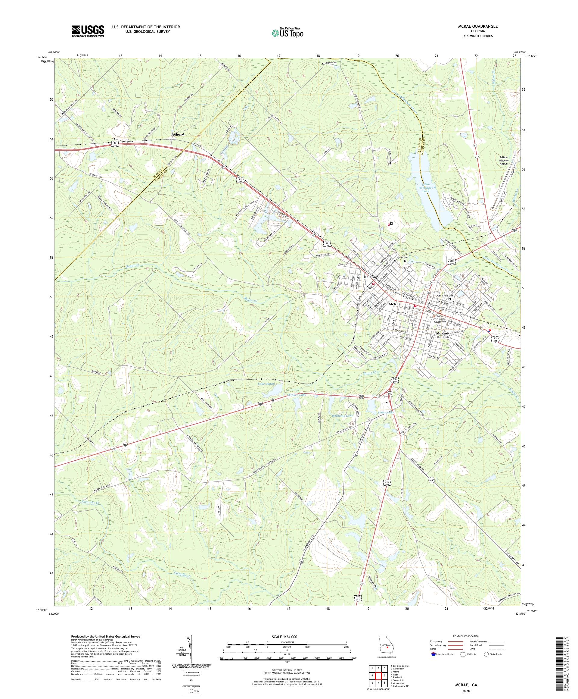 McRae Georgia US Topo Map – MyTopo Map Store