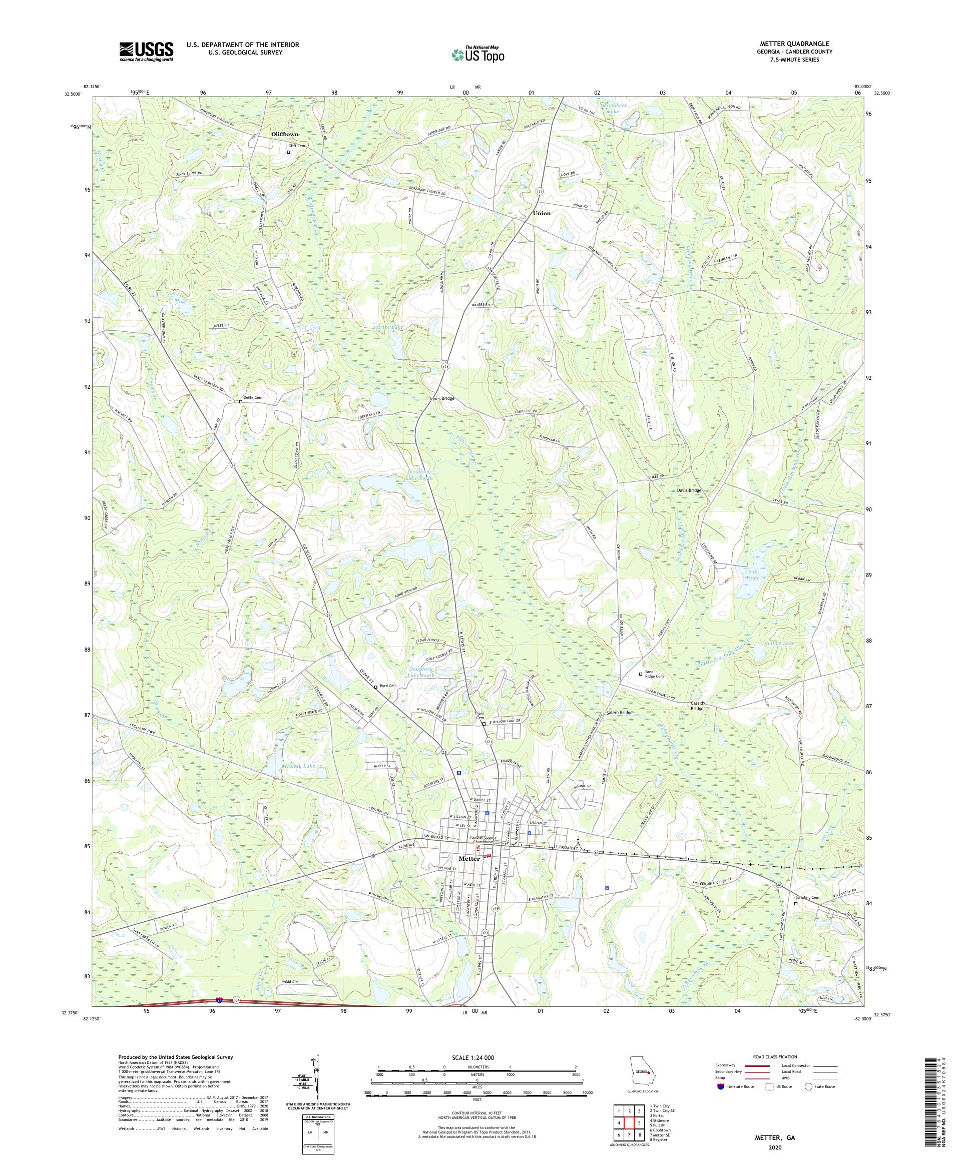 Metter Georgia US Topo Map – MyTopo Map Store