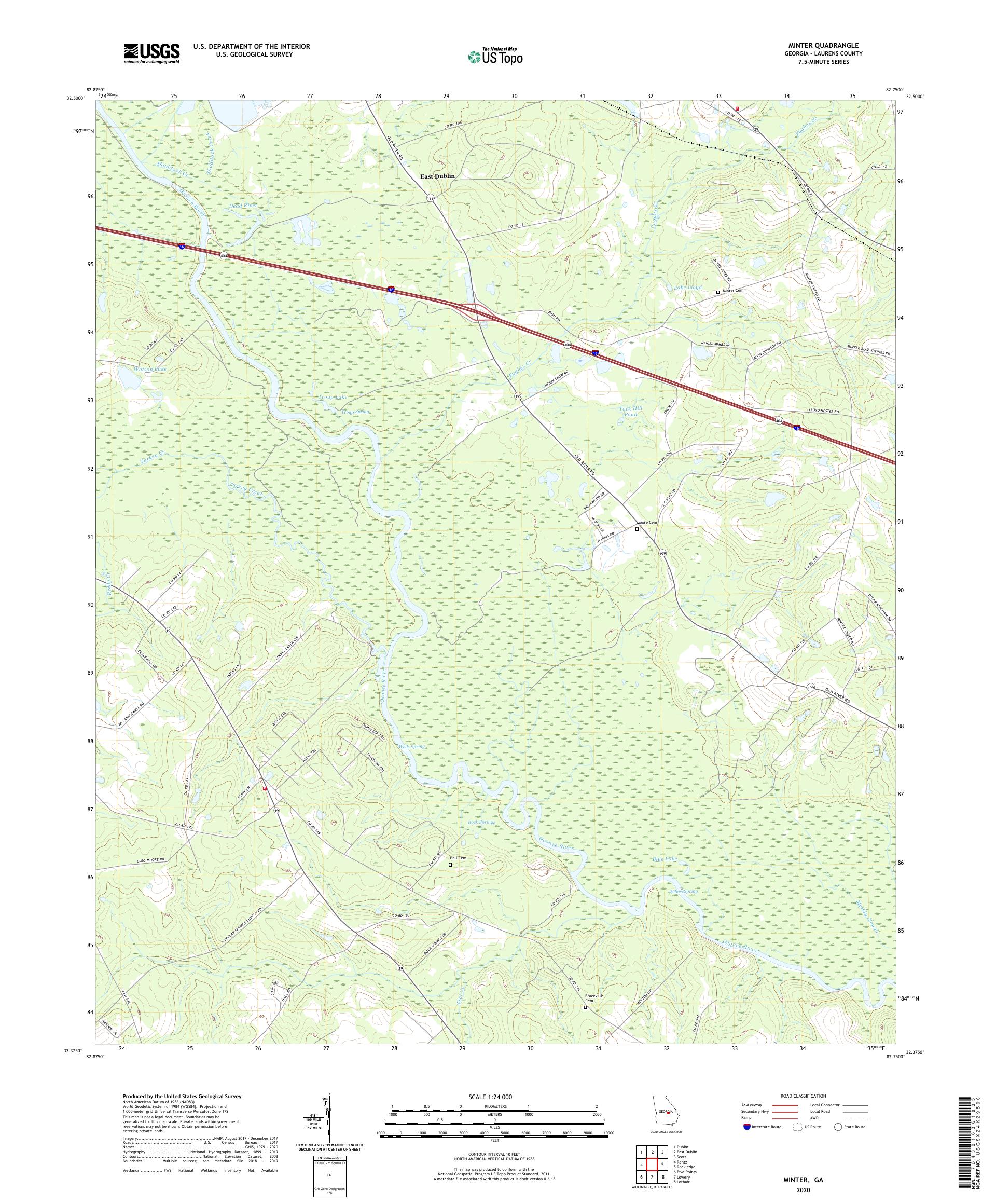 Minter Georgia US Topo Map – MyTopo Map Store