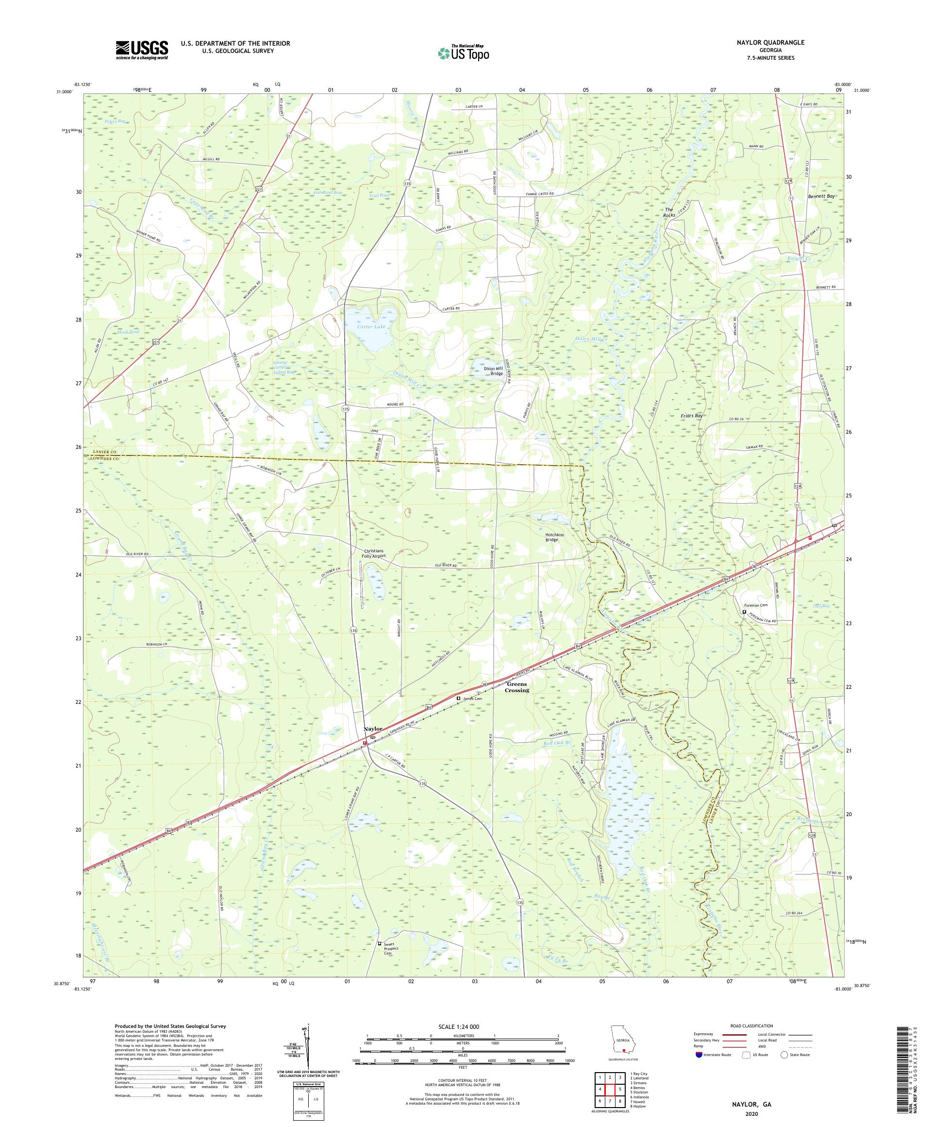 Naylor Georgia US Topo Map – MyTopo Map Store