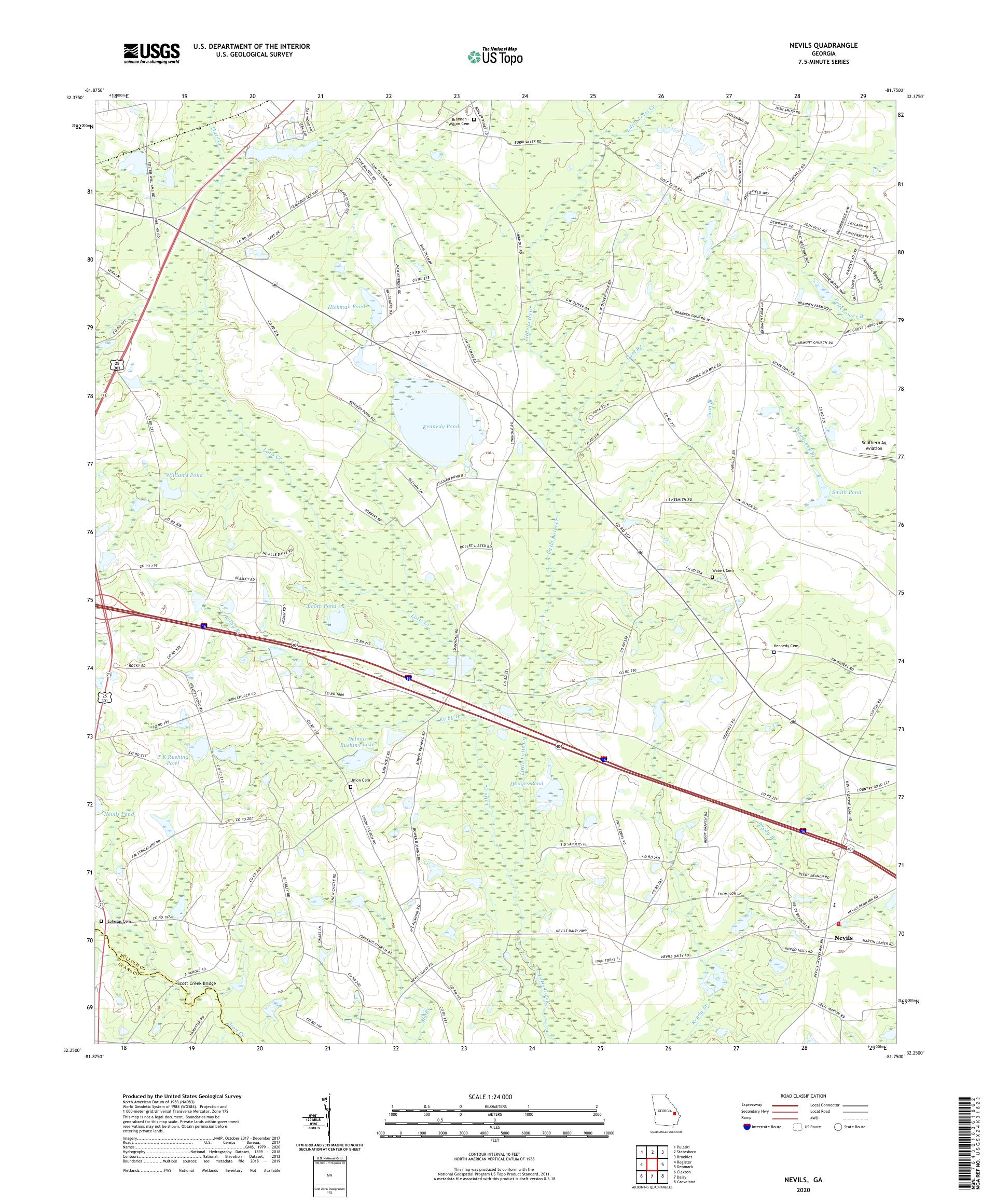 Nevils Georgia US Topo Map – MyTopo Map Store
