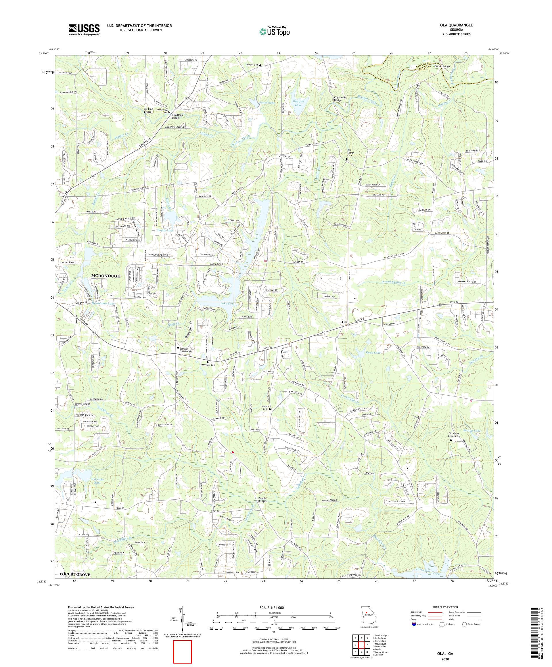 Ola Georgia US Topo Map – MyTopo Map Store
